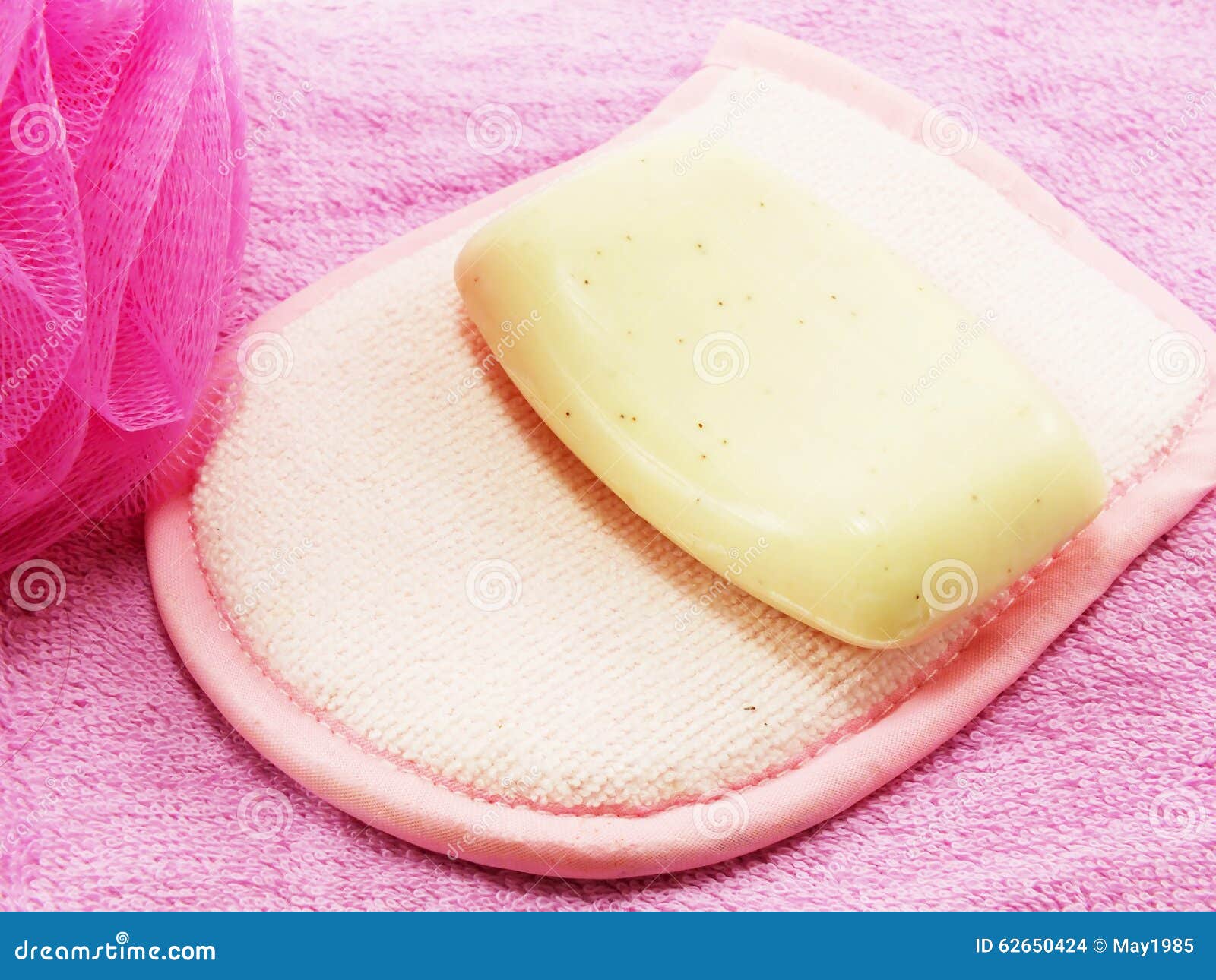 Soap and bath puff stock photo. Image of health, beauty - 62650424