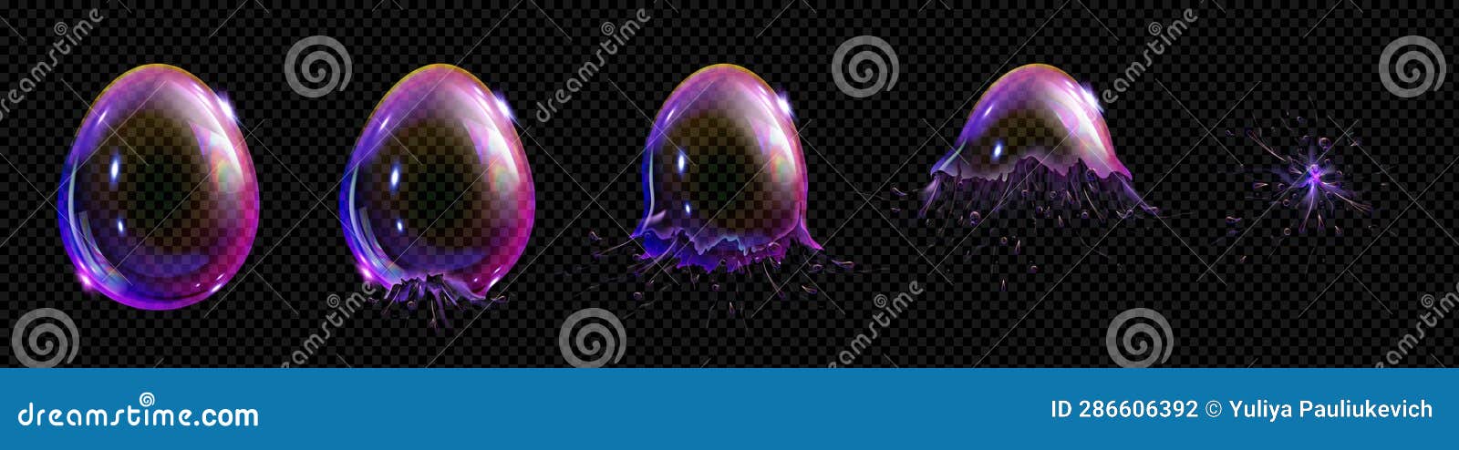 Soap Bubble or Balloon Explode Animation Sequence Stock Illustration ...