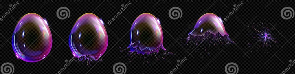 Soap Bubble or Balloon Explode Animation Sequence Stock Illustration ...