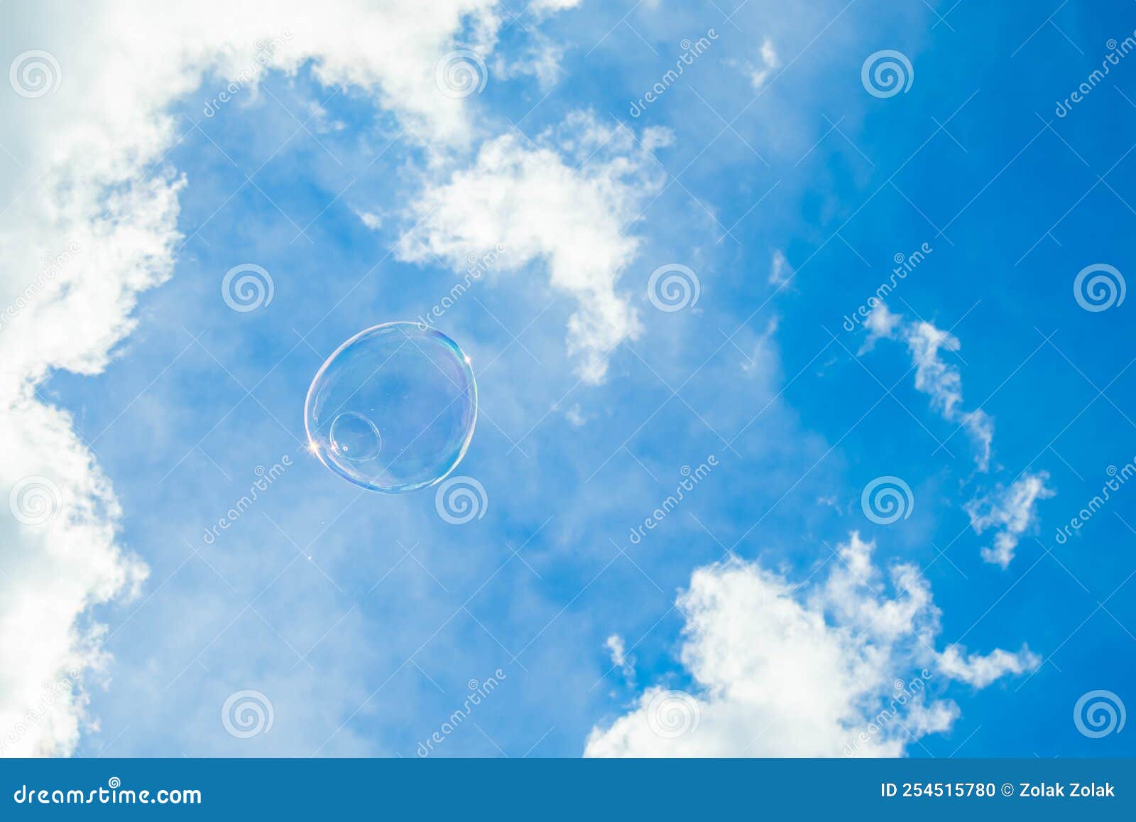 Soap Bubble on Blue Sky Background, Concept Stock Photo - Image of ...