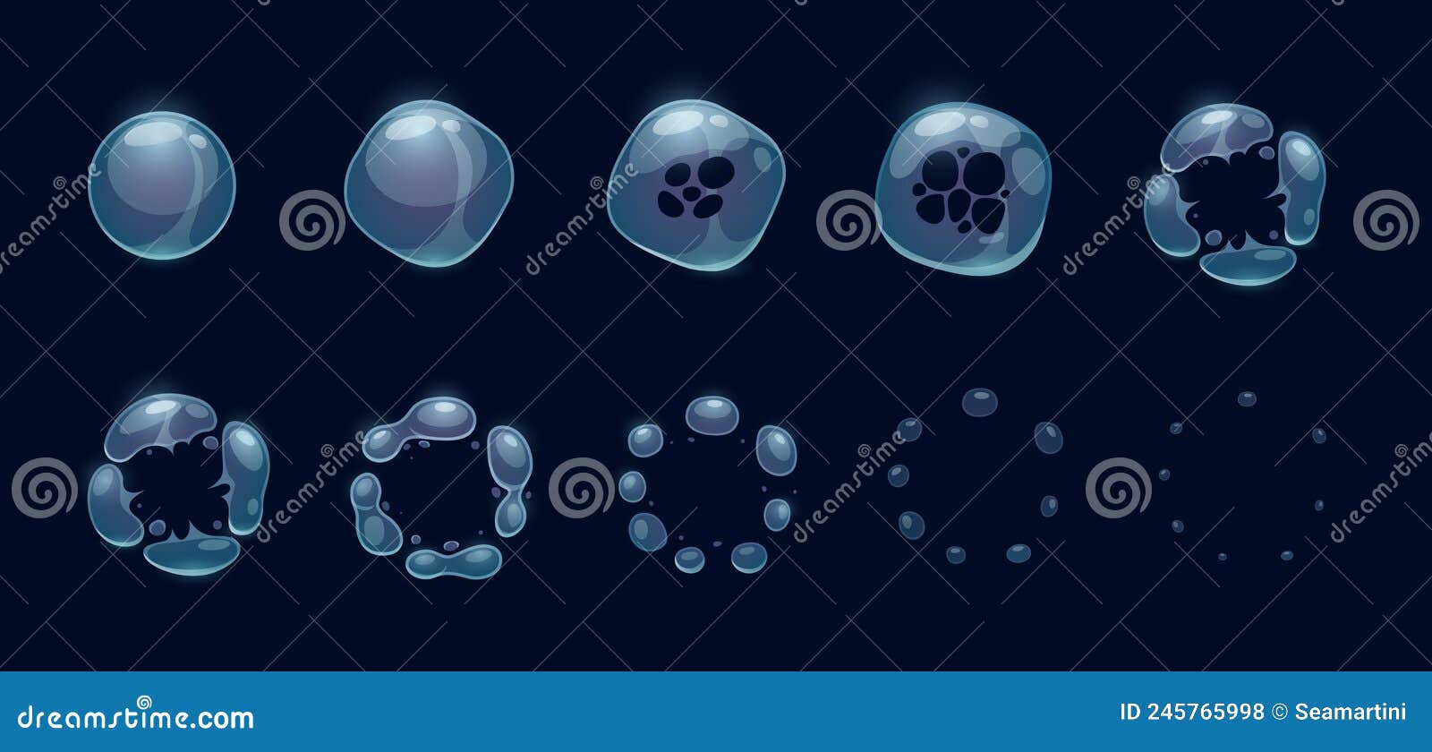 Soap Bubble Burst Effect Animated Sprite Explosion Stock Vector ...