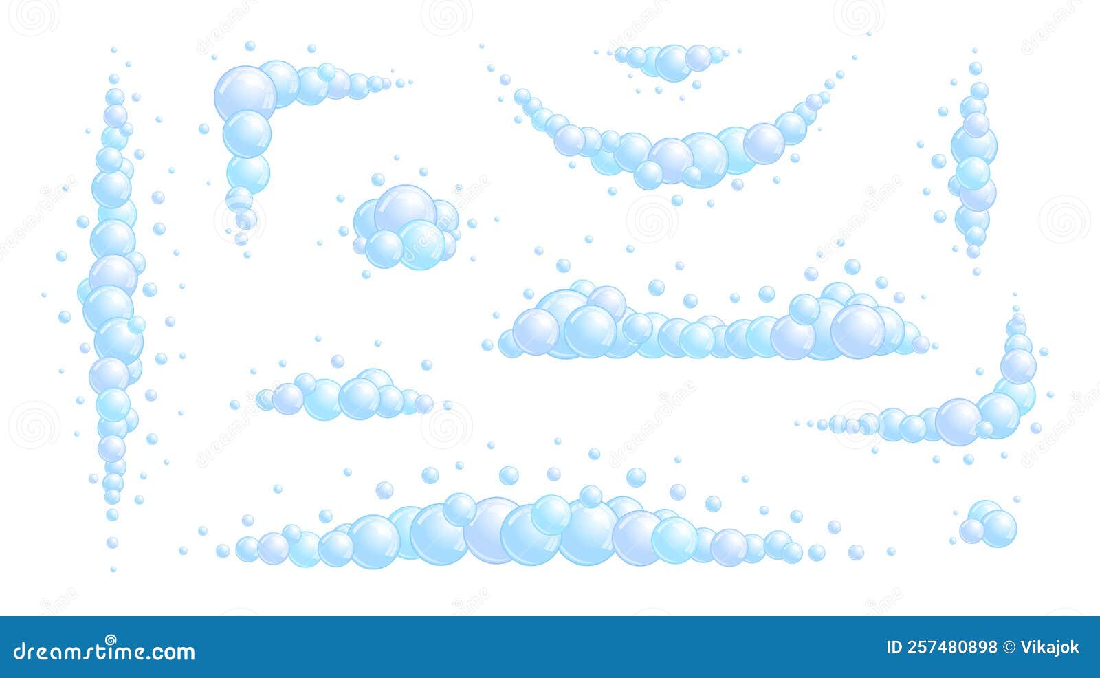 Soap Bubble Dividers Set. Different Foam Decoration Elements Collection. Blue Suds Clouds ...