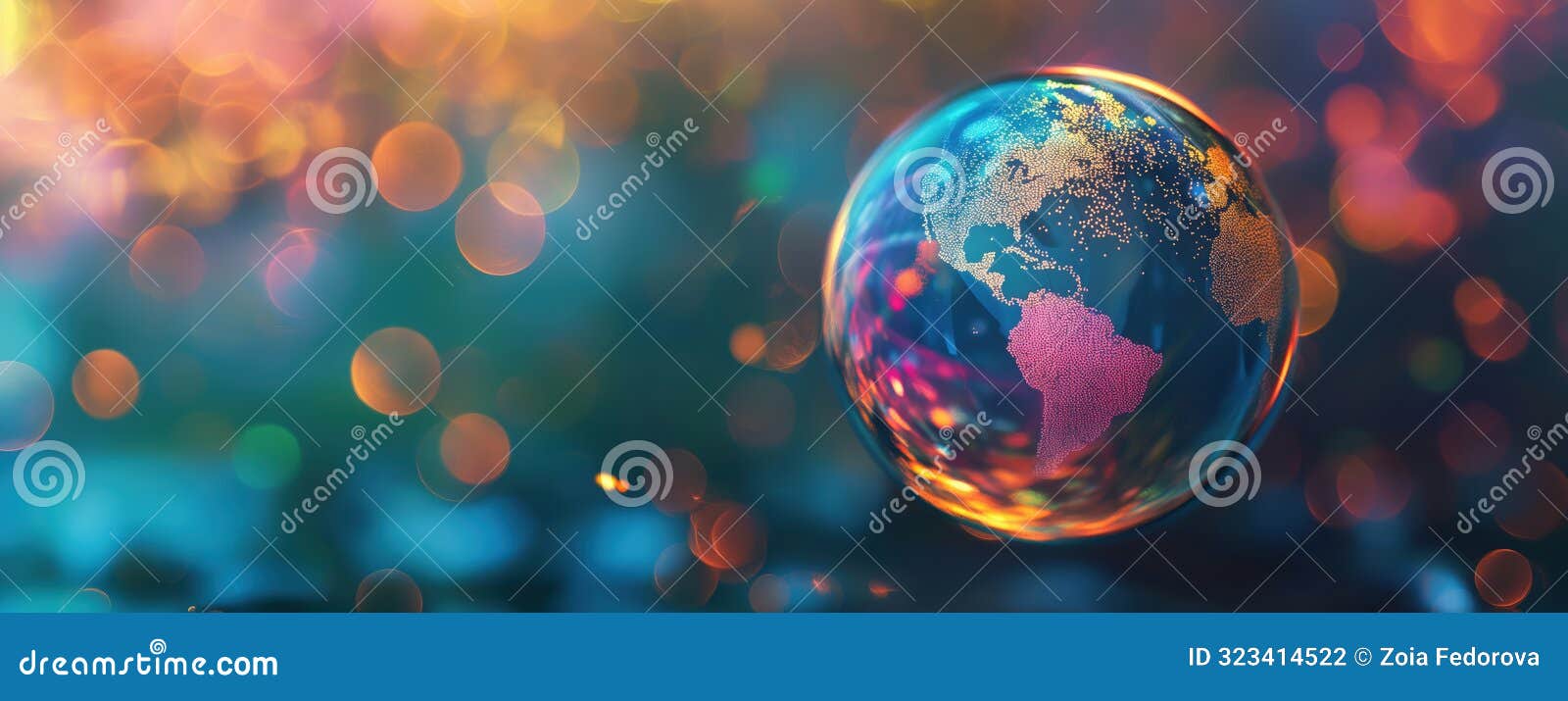 Soap Bubble with World Map stock photo. Image of globe - 323414522