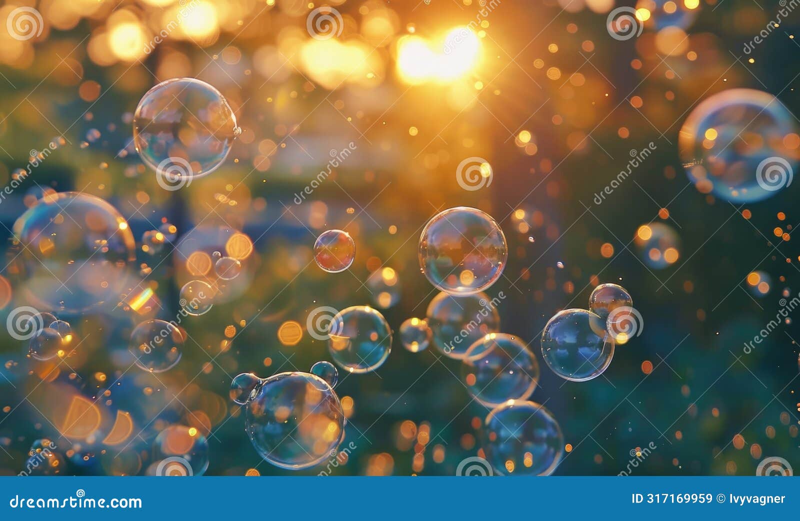 Soap Bubbles Cascading in the Sunshine, Sparkling Abstract Background ...