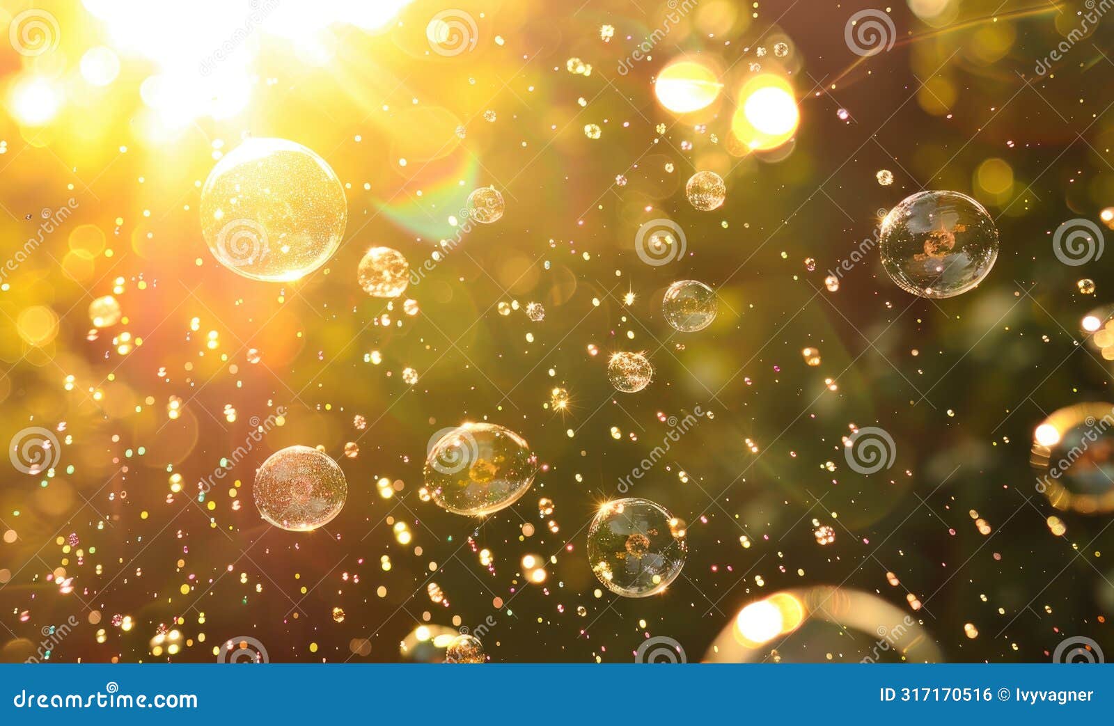 Soap Bubbles Cascading in the Sunshine, Sparkling Abstract Background ...
