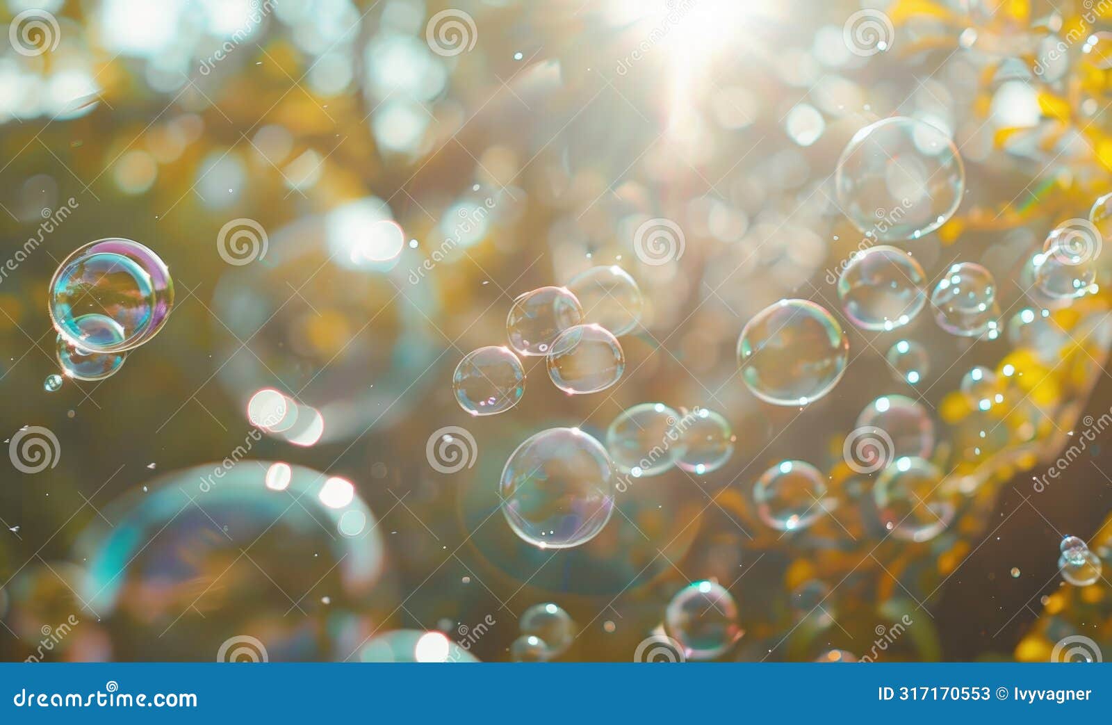 Soap Bubbles Cascading in the Sunshine, Sparkling Abstract Background ...