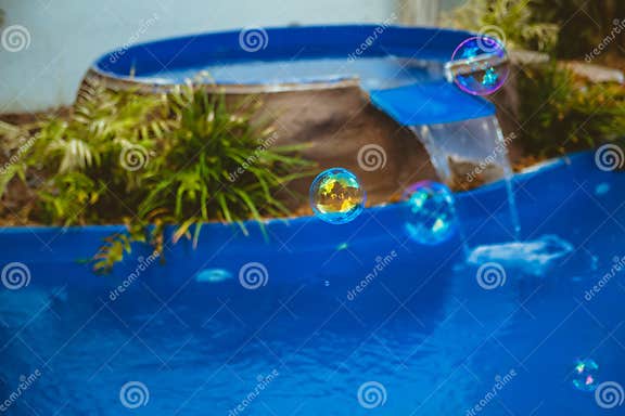 Soap Bubbles Fly in the Swimming Pool Stock Photo - Image of circle ...