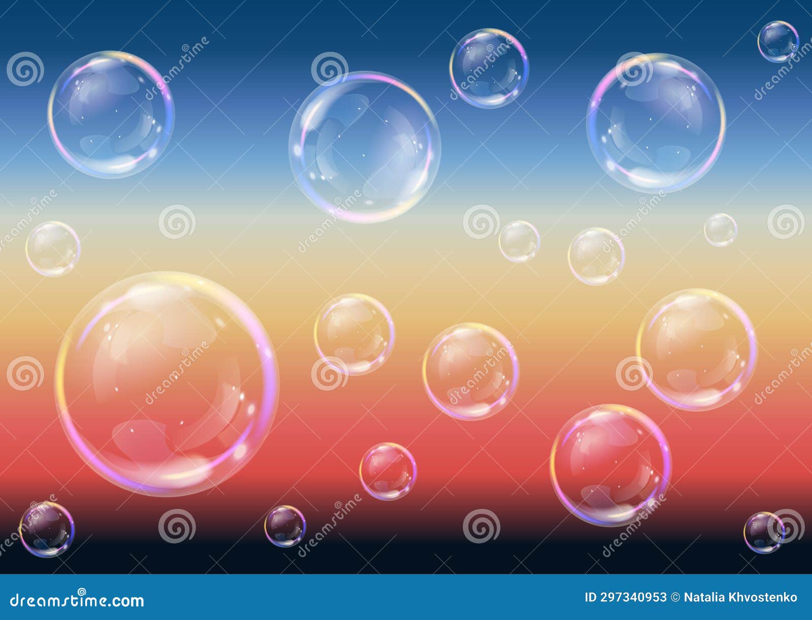 Soap bubbles on a gradient stock vector. Illustration of color - 297340953