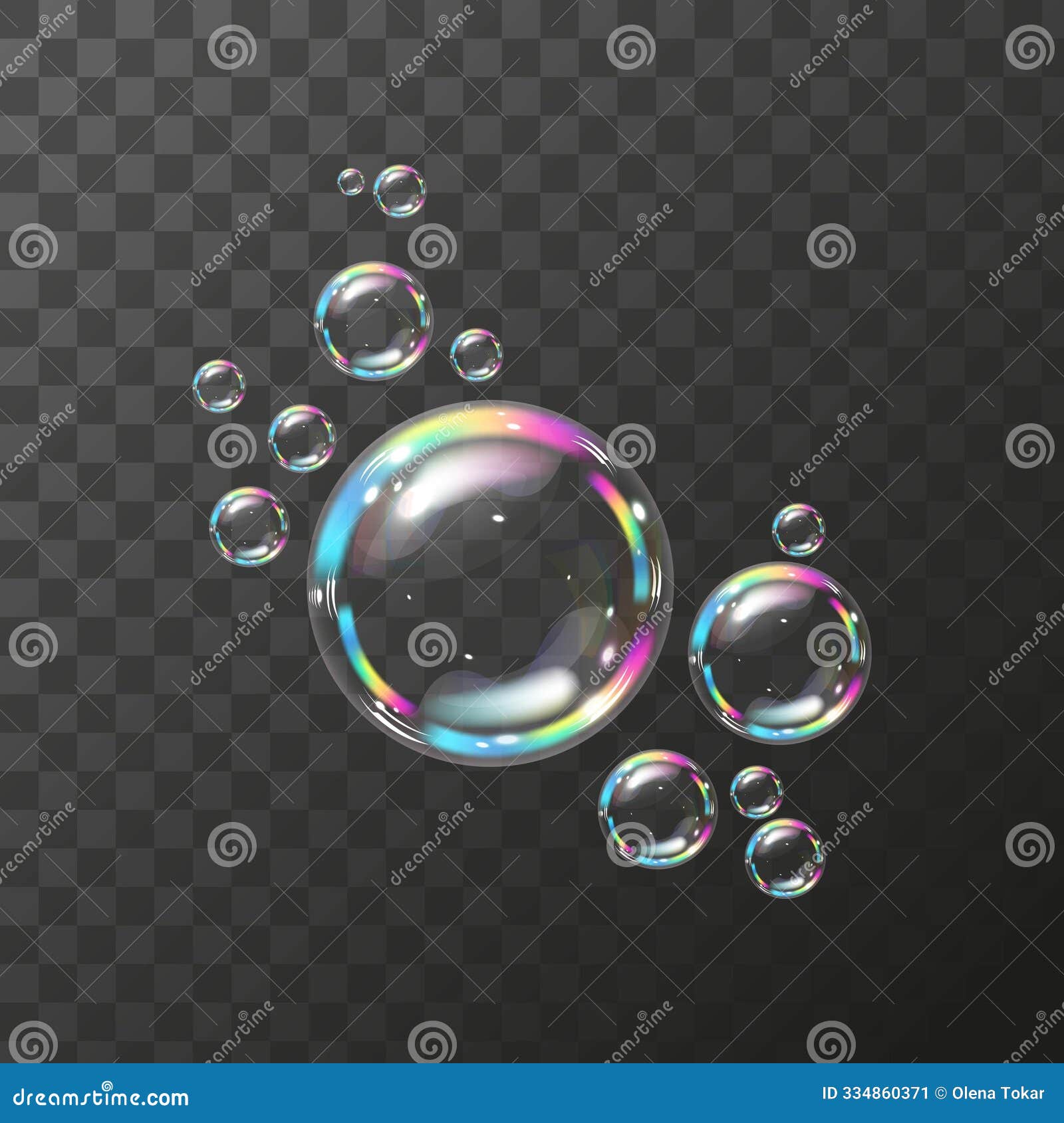 Soap Bubbles. Rainbow Reflection Transparent Realistic Soap Bubbles ...