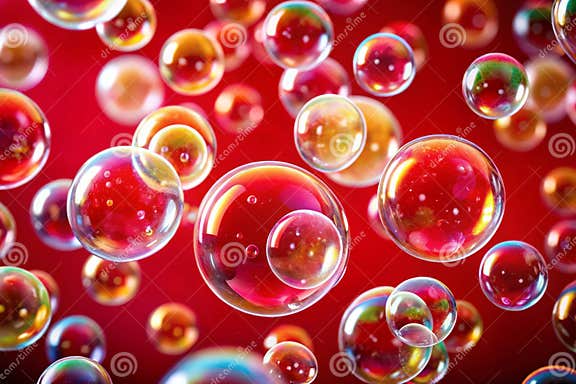Soap Bubbles on Red Background Stock Illustration - Illustration of ...