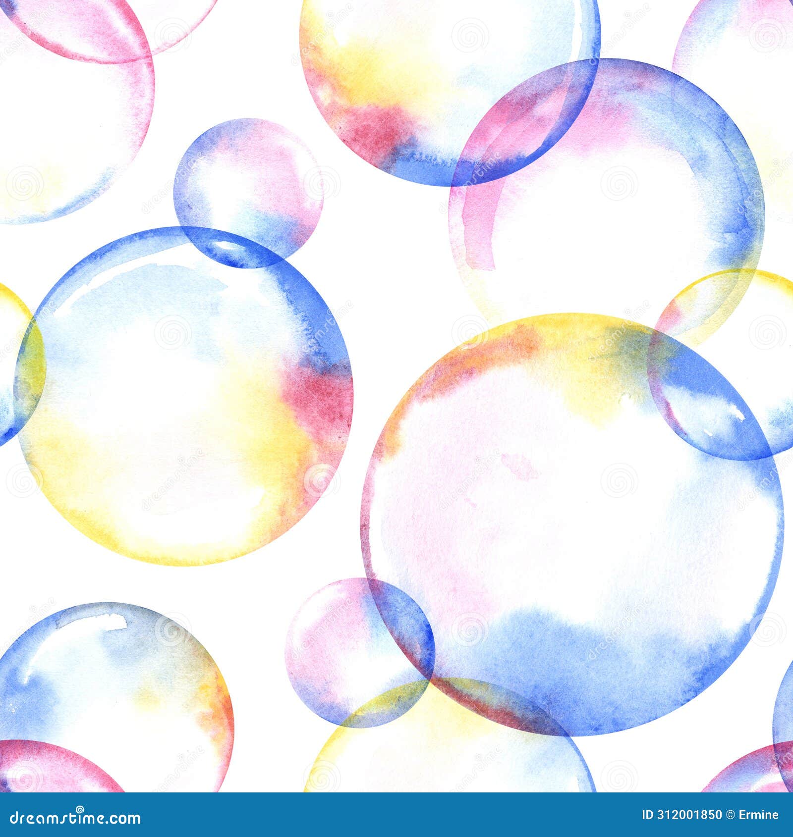 Soap Bubbles Seamless Pattern Watercolor Illustration Stock ...