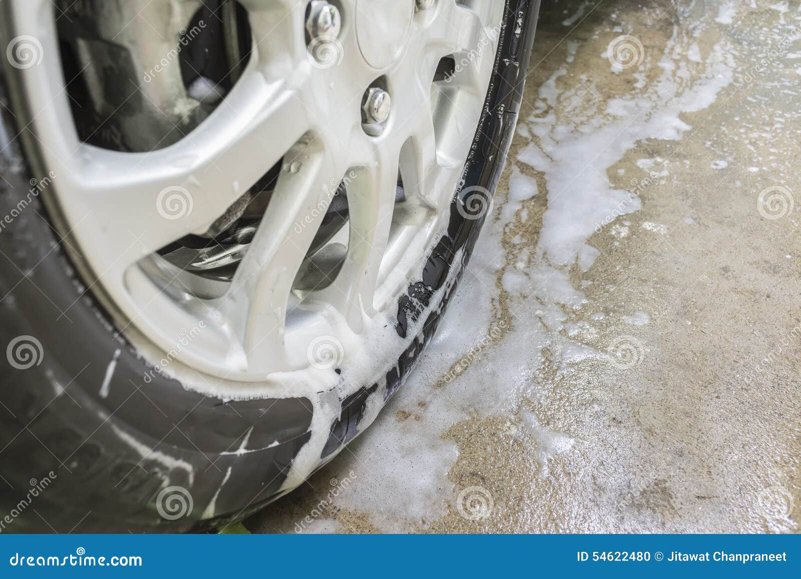 Soap Bubbles on Wheel before Car Wash Stock Photo - Image of foaming ...