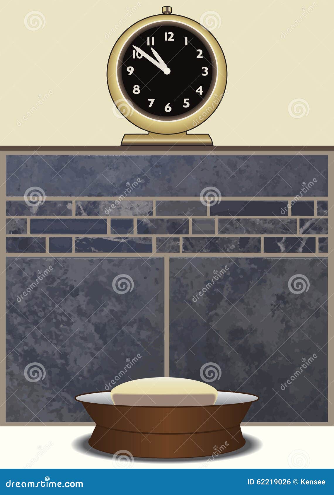 Soap Dish with Clock stock vector. Illustration of bathtub - 62219026