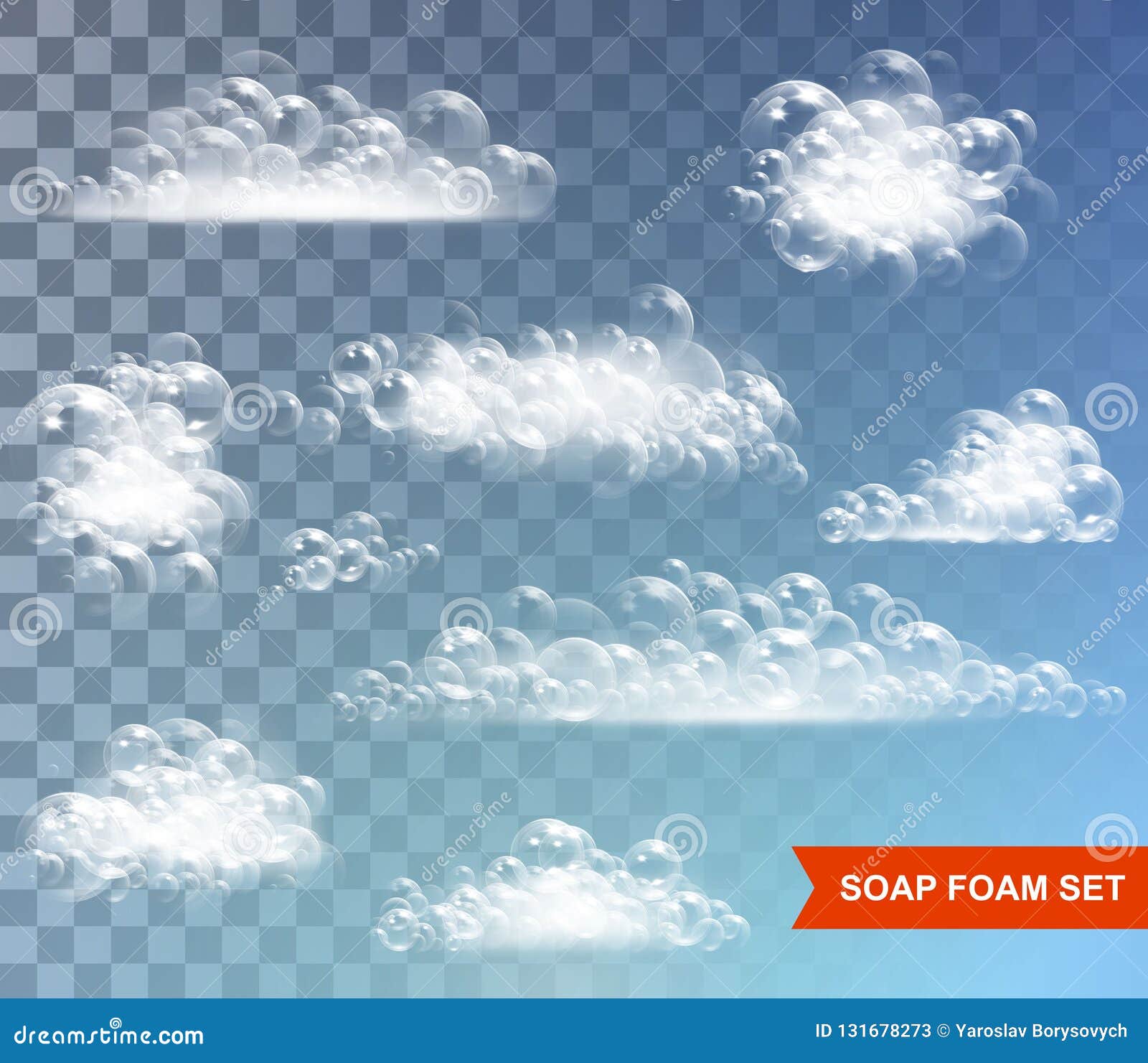 Soap Foam With Bubbles Isolated Vector On Transparent Background ...