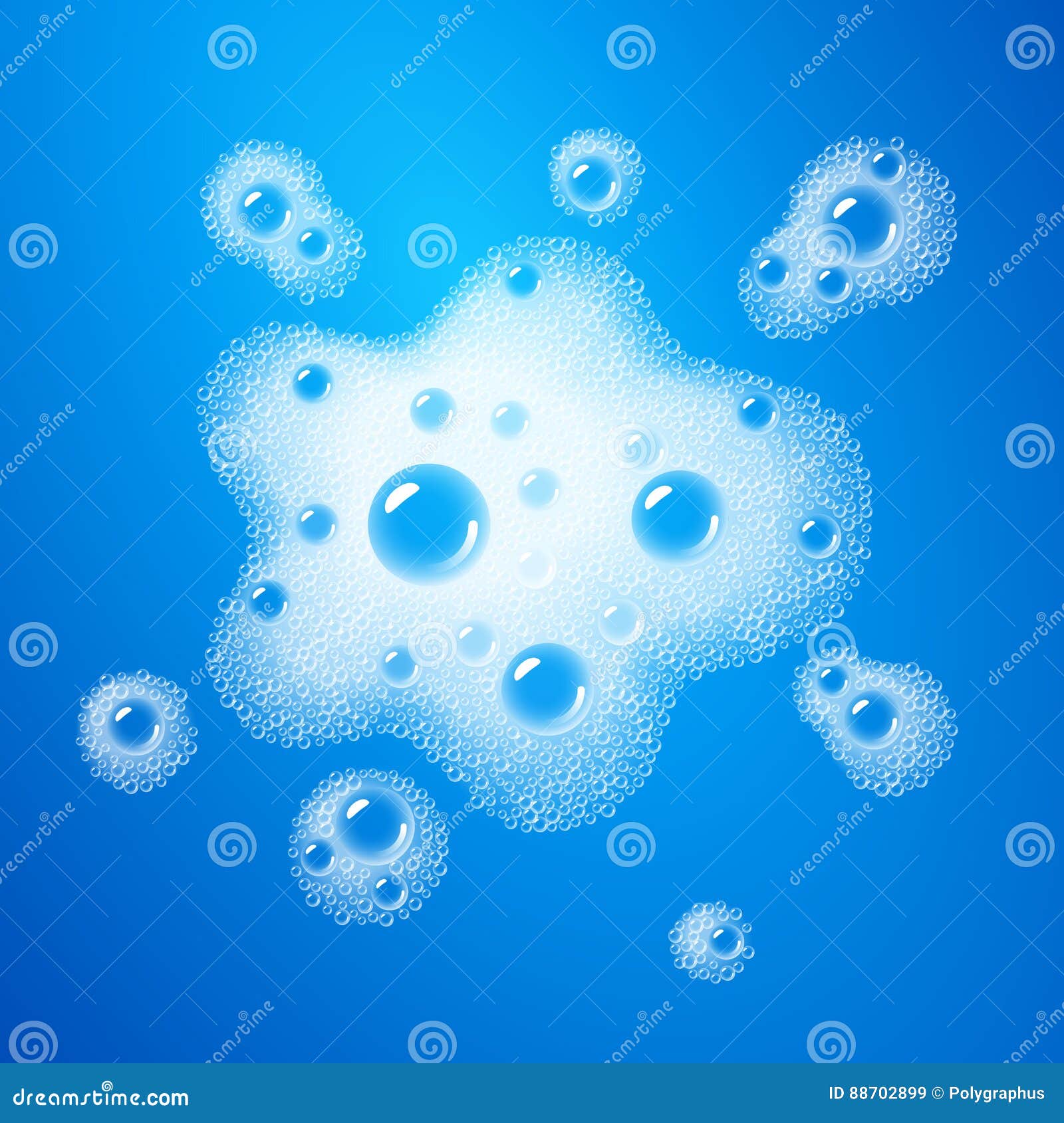 Soap Foam Overlying On The Background Of A Blue Water Color