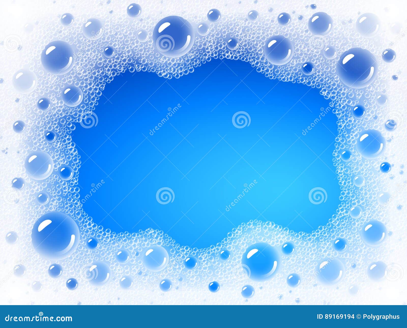 Soap Foam Overlying On The Background Of A Blue Water Color