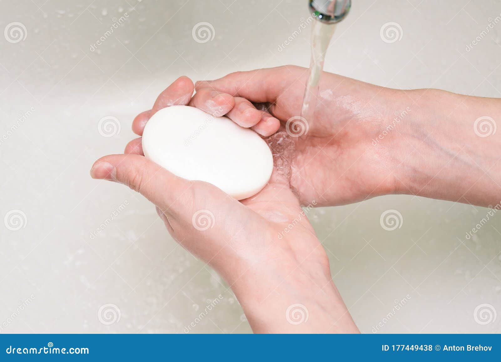 Soap In The Hands Hand Washing With Soap The Use Of Antibacterial