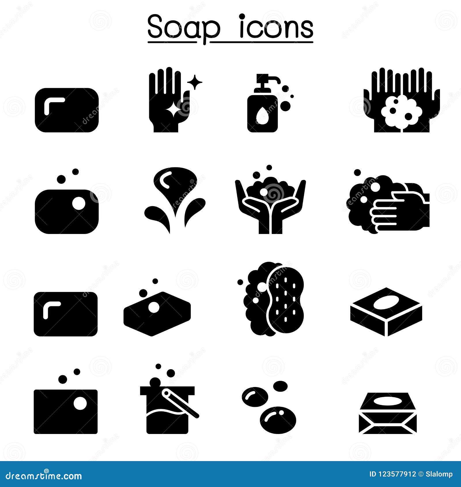 Soap icon set stock illustration. Illustration of hygiene - 123577912