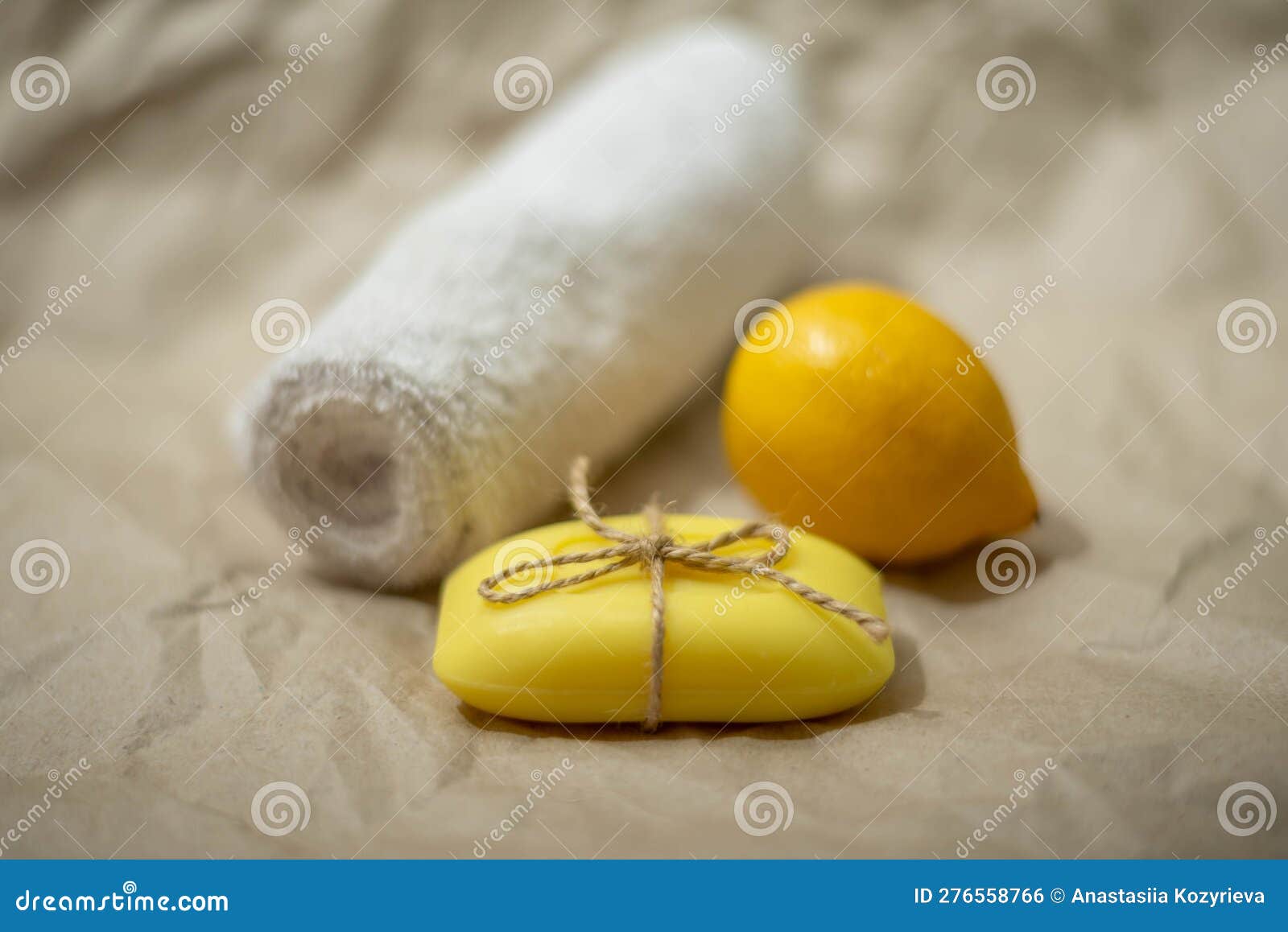 Soap on Kraft Paper. Yellow Soap. Lemon Soap Stock Photo - Image of ...