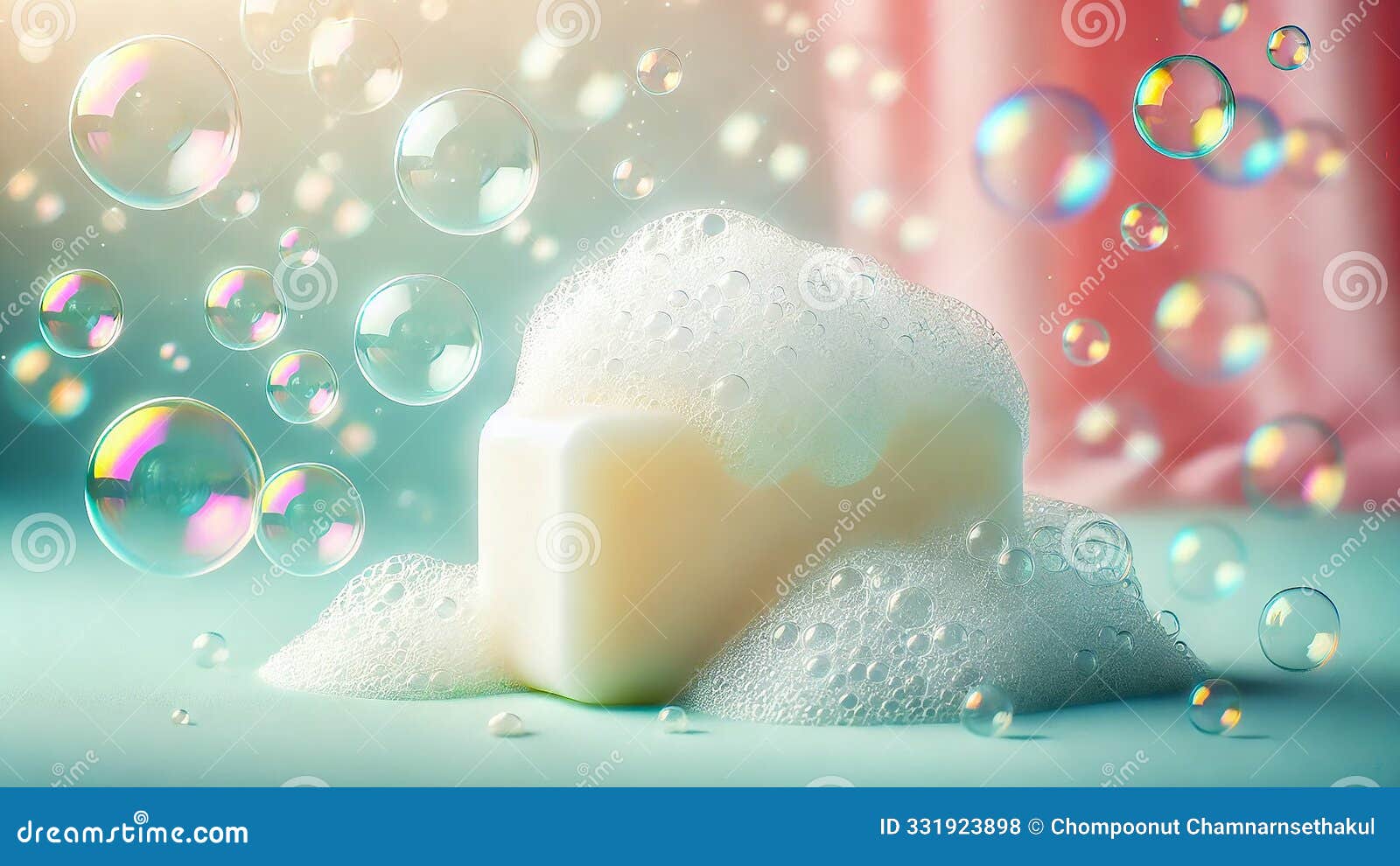 Soap Lathering with Bubbles on a Pastel Background Stock Illustration ...
