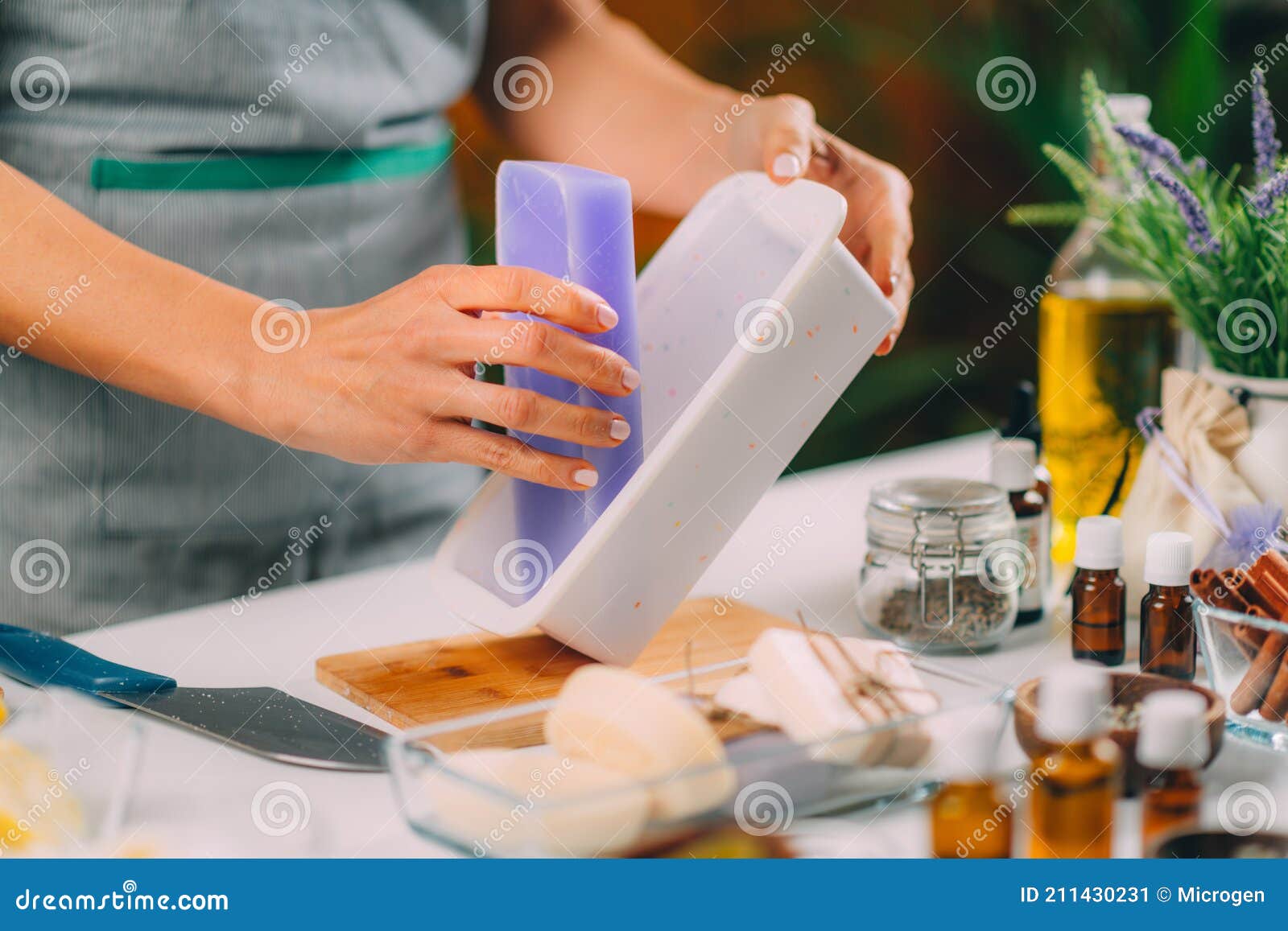 Soap Making Process stock image. Image of flower, hands - 211430231