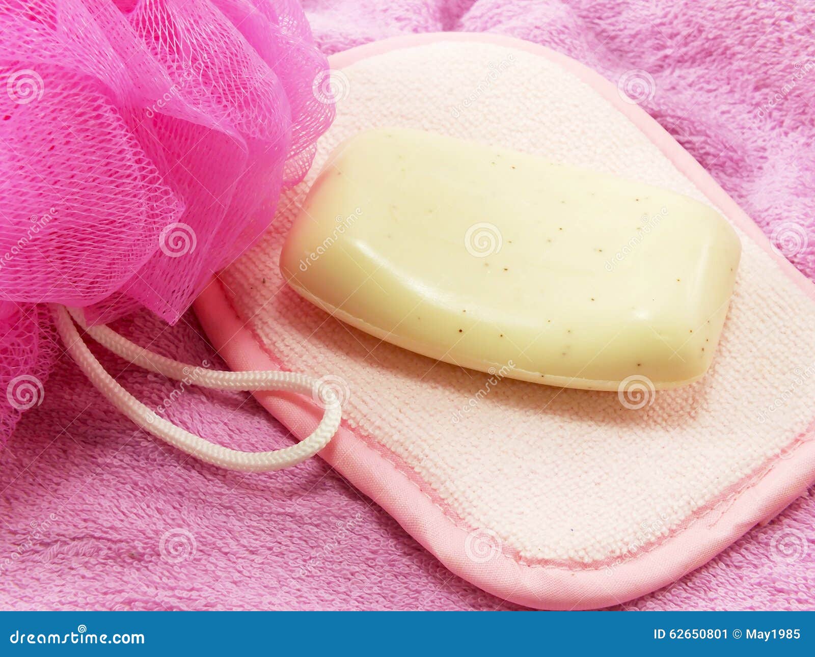 Soap and pink plastic puff stock image. Image of shower - 62650801