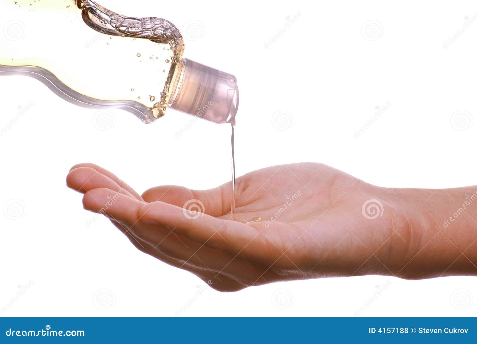 Liquid Gel Hand Sanitizer Pouring from Bottle into a Woman S Hand ...
