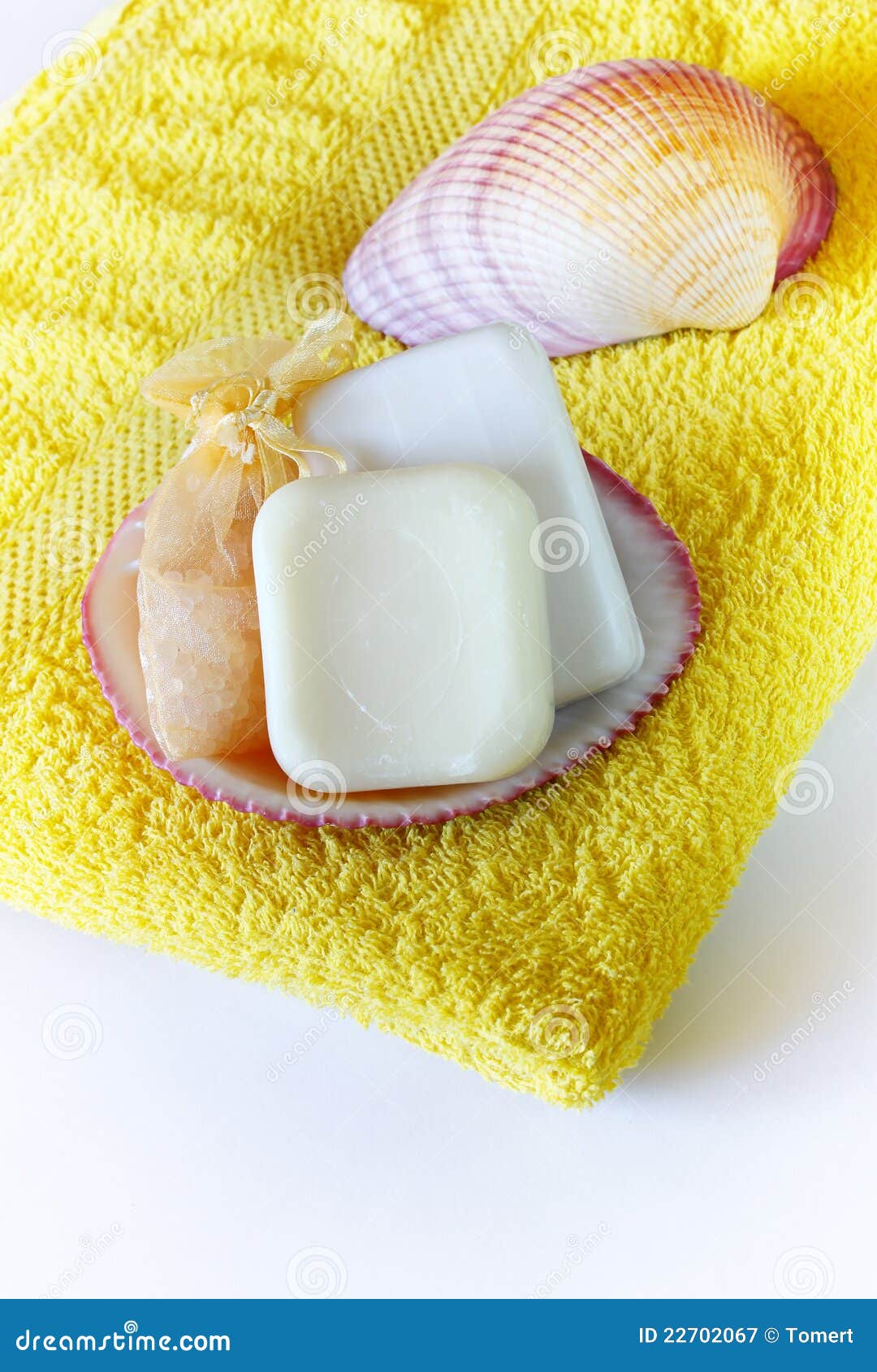 Soap and sponge on towel stock image. Image of group - 22702067