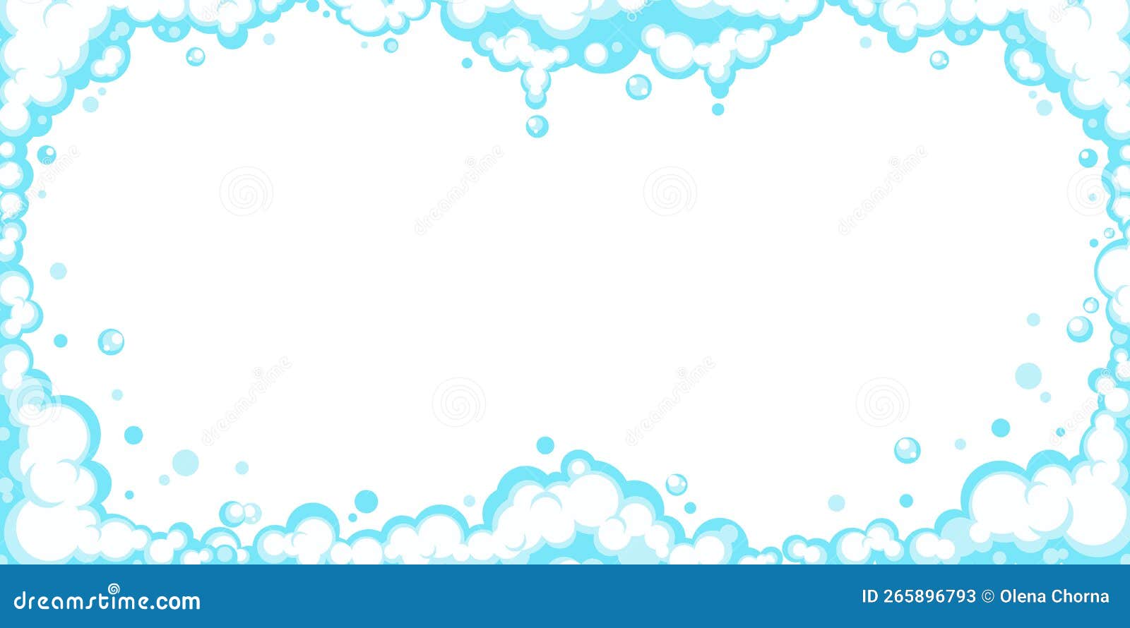 Soapy Foam with Bubbles. Frame of Cartoon Shampoo and Shaving Mousse ...