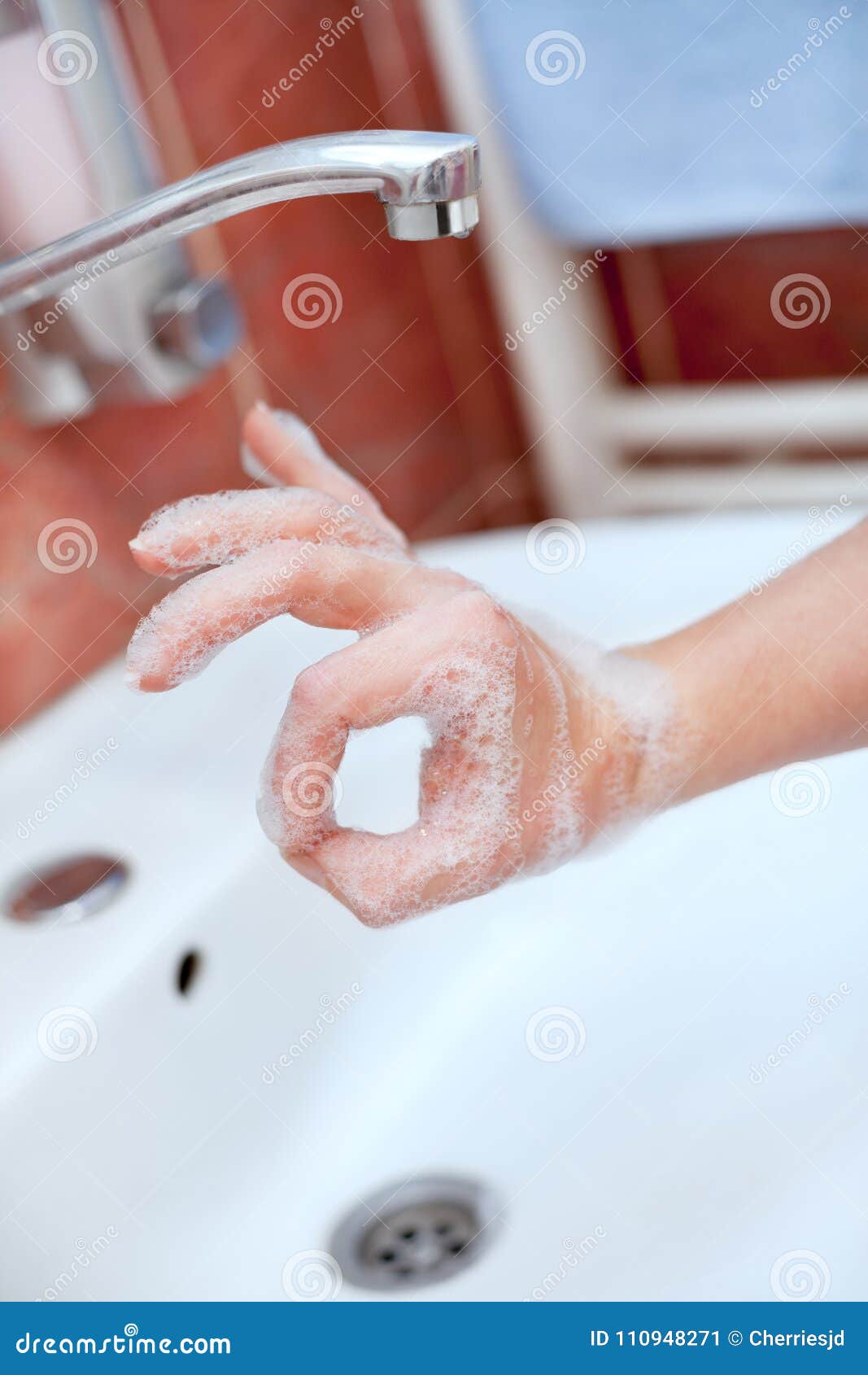 Soapy Hand Making Circle with Fingers Stock Image - Image of protection ...