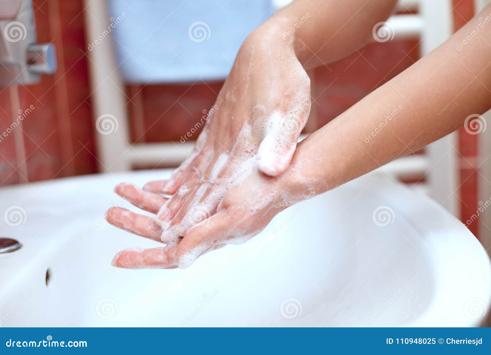 Soapy Hands. Hand Cleaning with Soap Stock Image - Image of palm ...