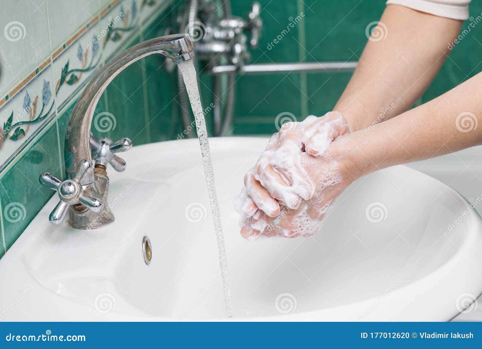 Soapy hands stock photo. Image of dirty, bathroom, hygienic - 177012620