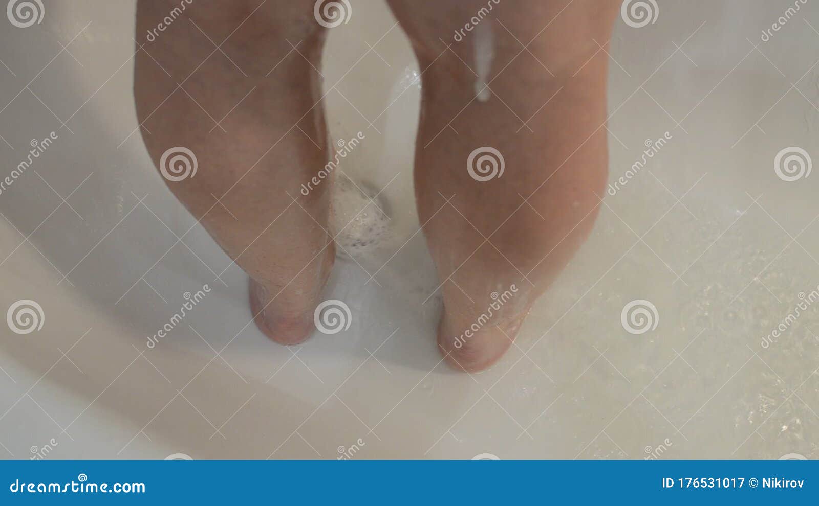 Soapy Water Drains Down the Legs into the Sewer in the Bathroom Stock ...