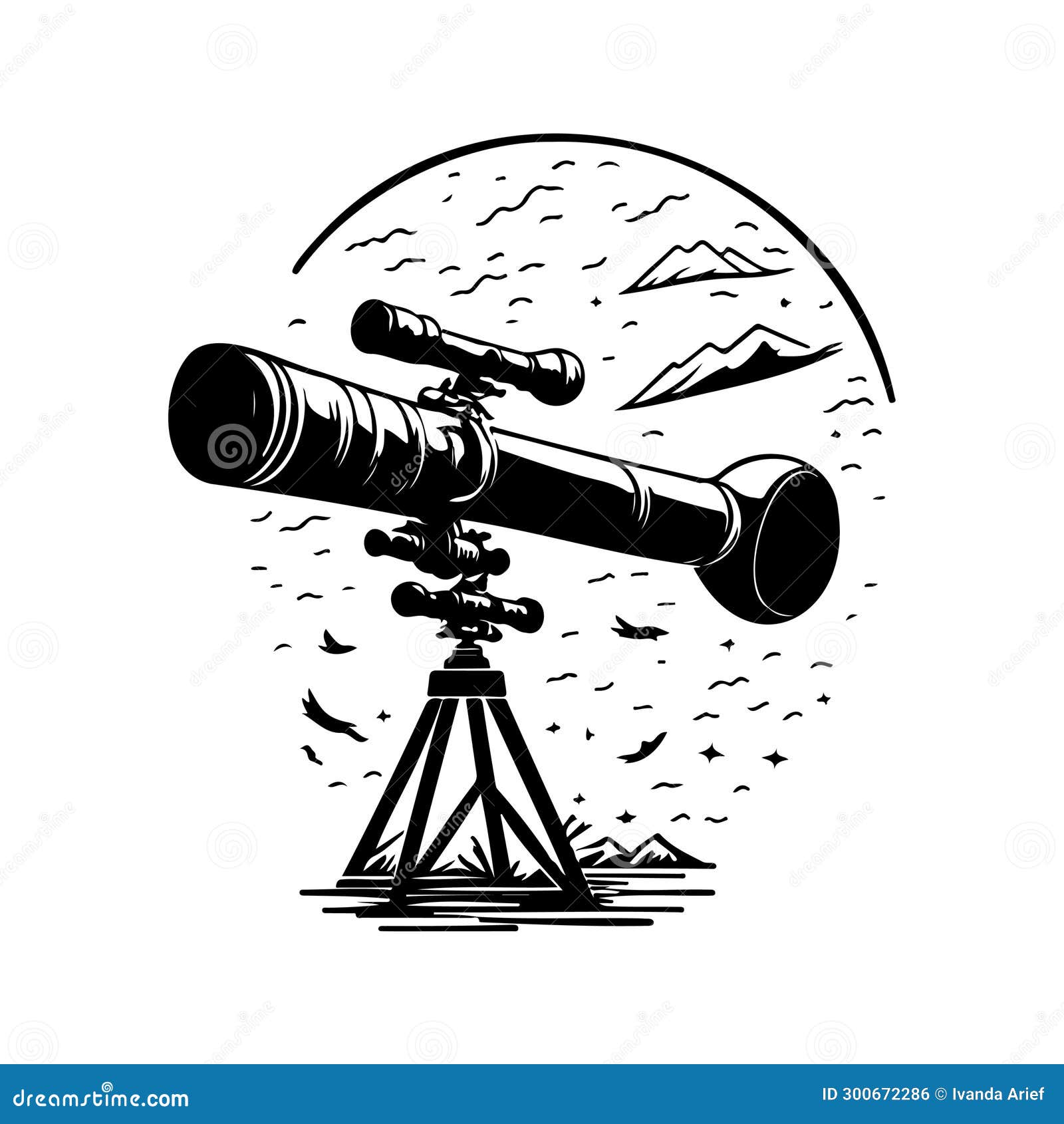 Soar Telescope Icon Hand Draw Black Colour Space Logo Symbol Perfect ...
