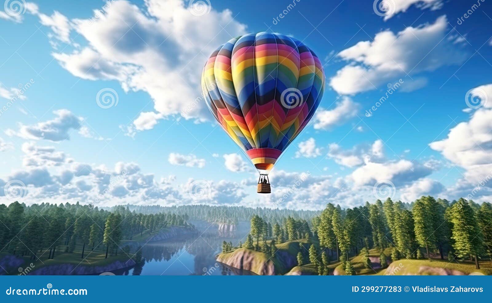 A Soaring Balloon with Many Colors Stock Illustration - Illustration of ...