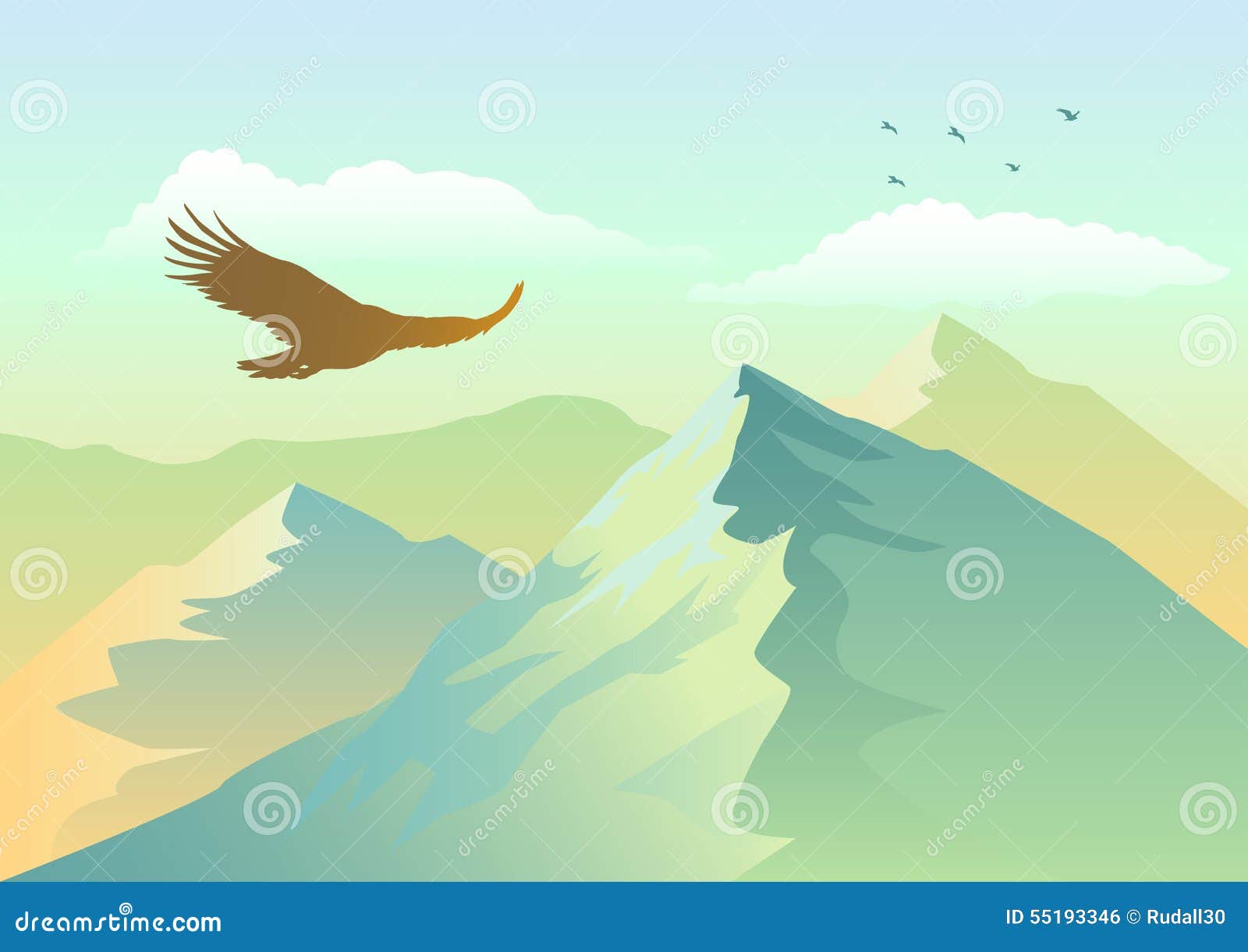 Soaring Eagle stock vector. Illustration of prey, landscape - 55193346