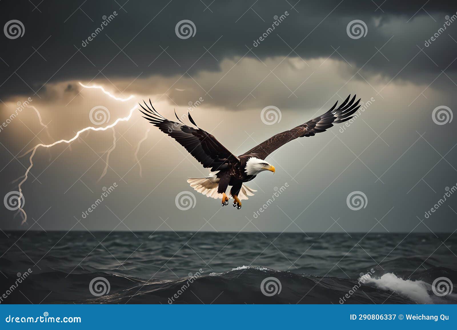 A soaring eagle in a storm stock illustration. Illustration of flight ...
