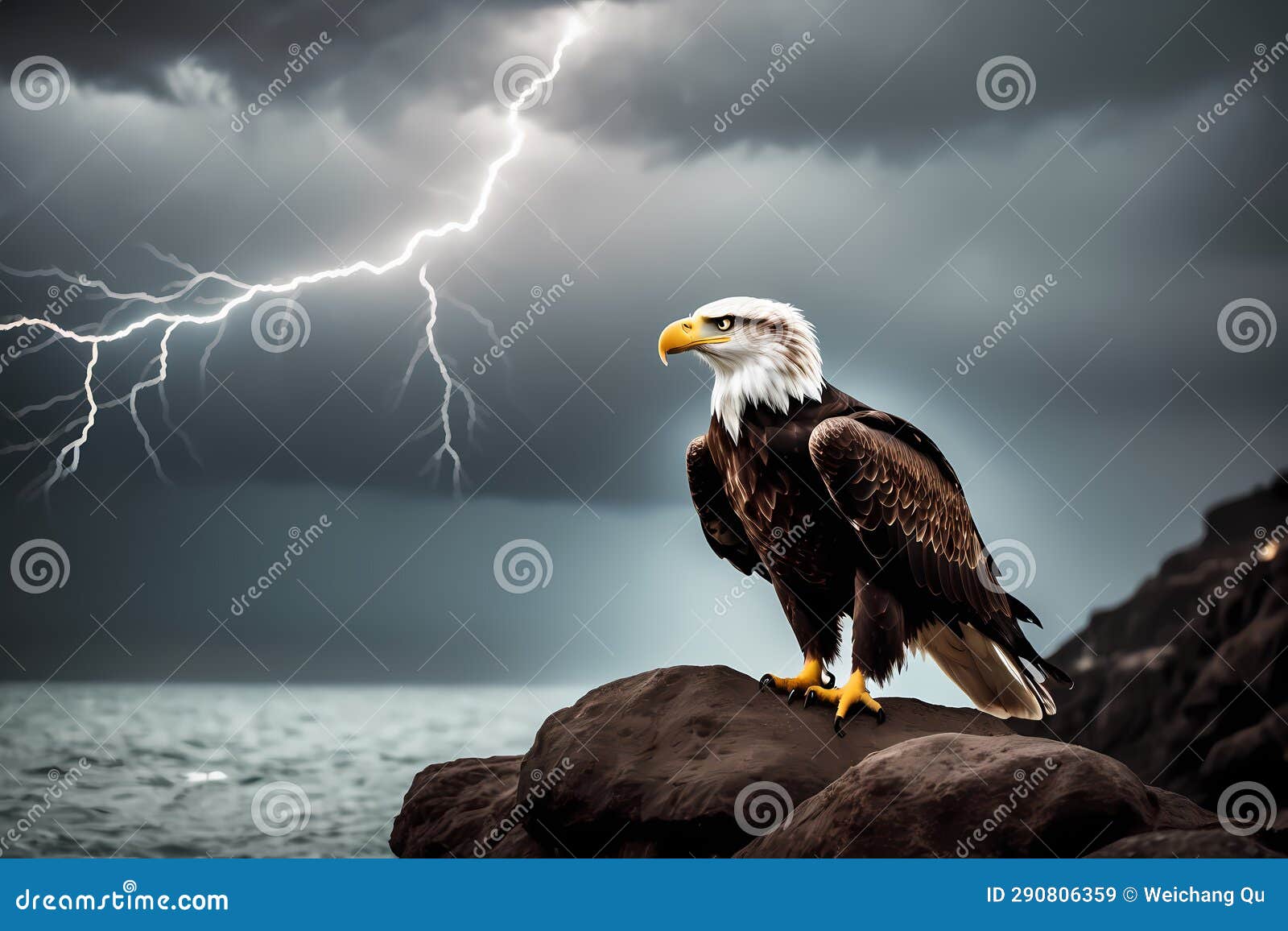 A soaring eagle in a storm stock illustration. Illustration of animal ...