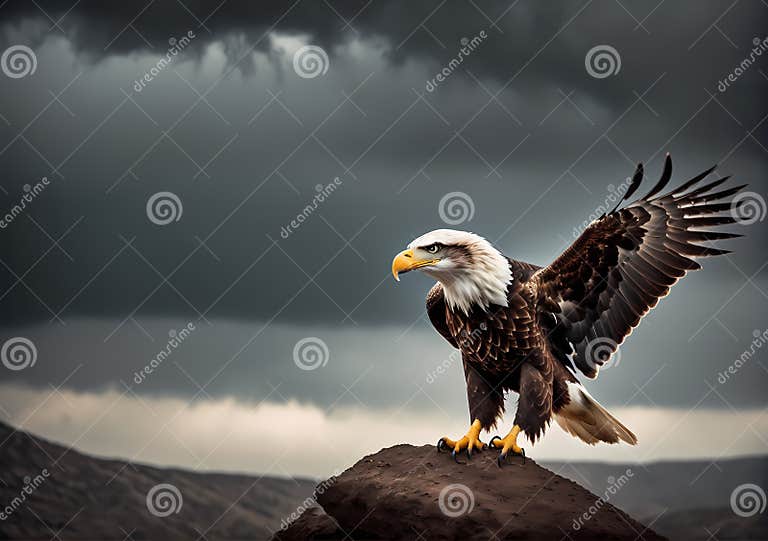 A soaring eagle in a storm stock image. Image of harsh - 290806431