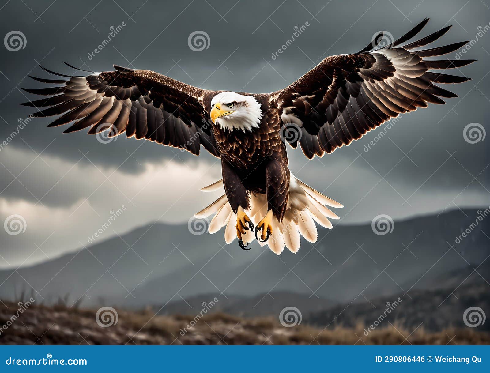 A soaring eagle in a storm stock illustration. Illustration of societal ...