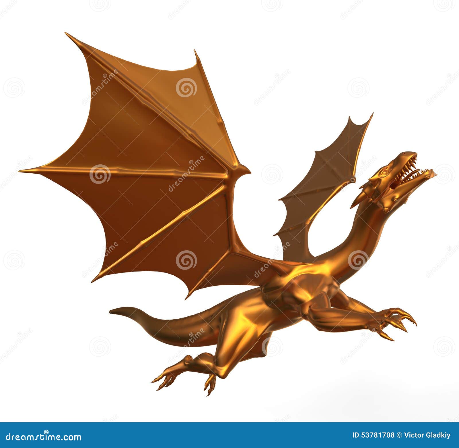 Soaring Golden Dragon stock illustration. Illustration of reptile ...