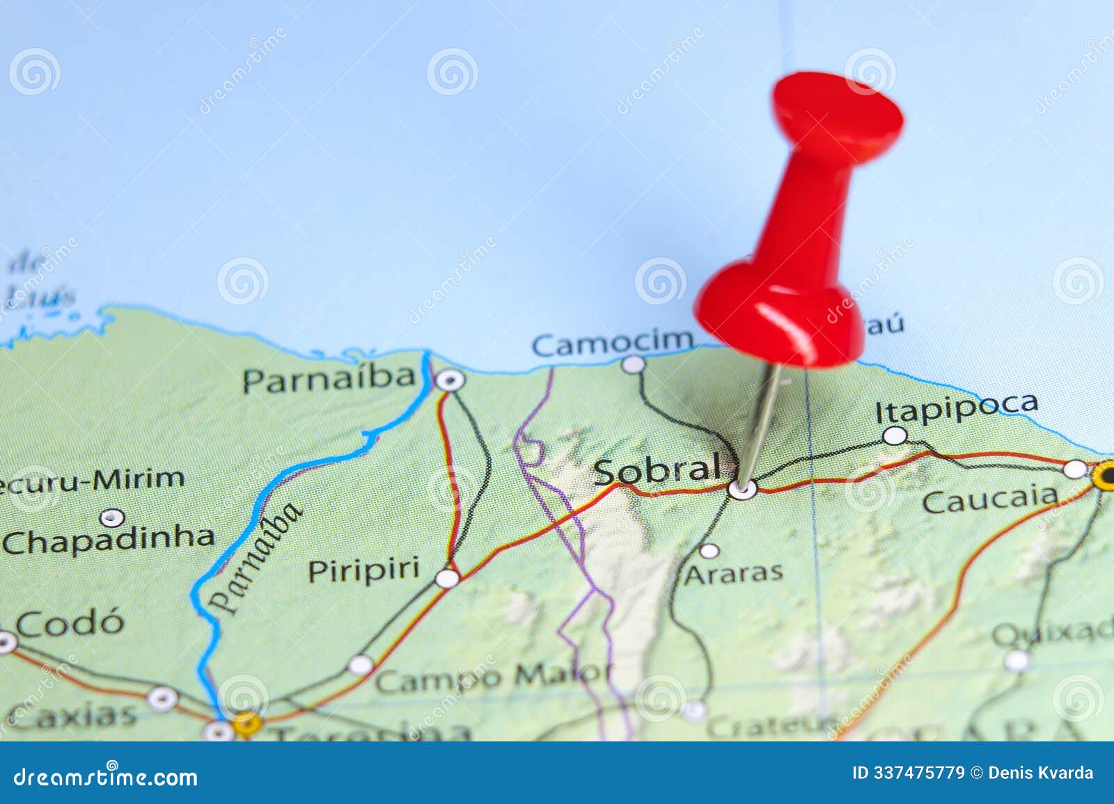 Sobral, Ceara, Brazil Pin on Map Stock Image - Image of destination ...