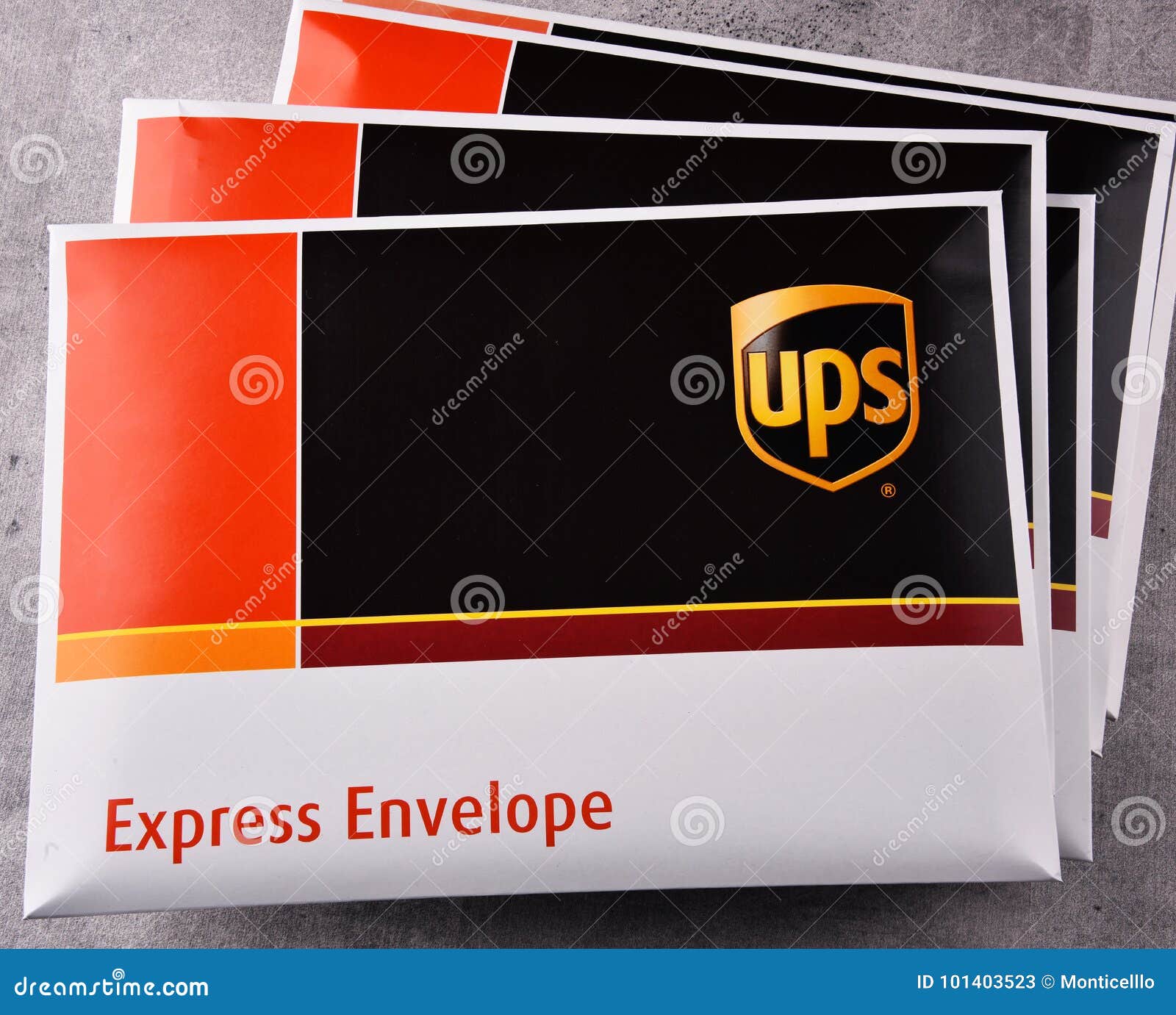 Sobres Del Servicio O De UPS Del Paquete De Uinited Foto de archivo ...
