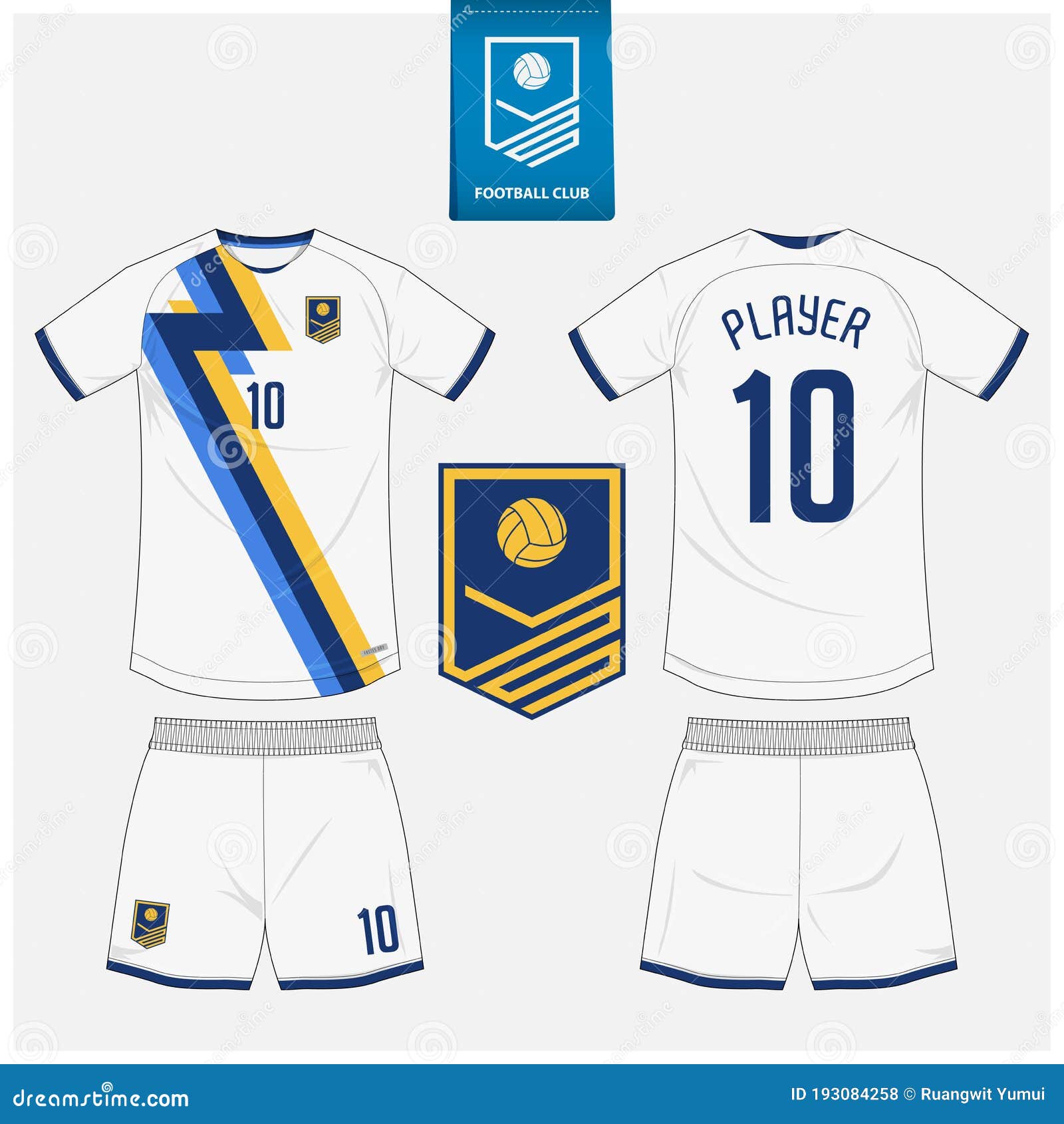 White and Blue Stripe Soccer Jersey or Football Kit Mockup Template ...