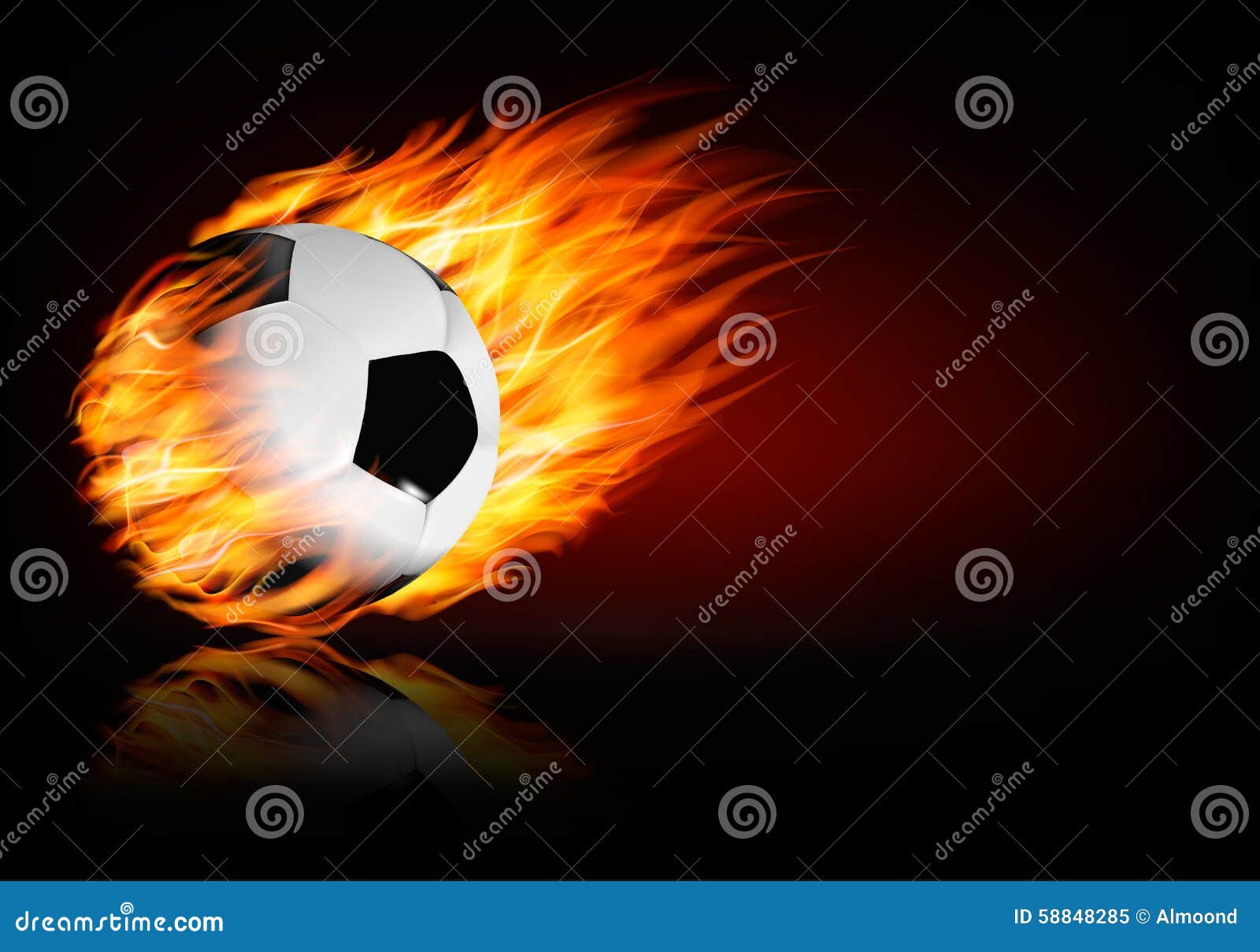 Soccer Background with a Flaming Ball. Stock Vector - Illustration of ...