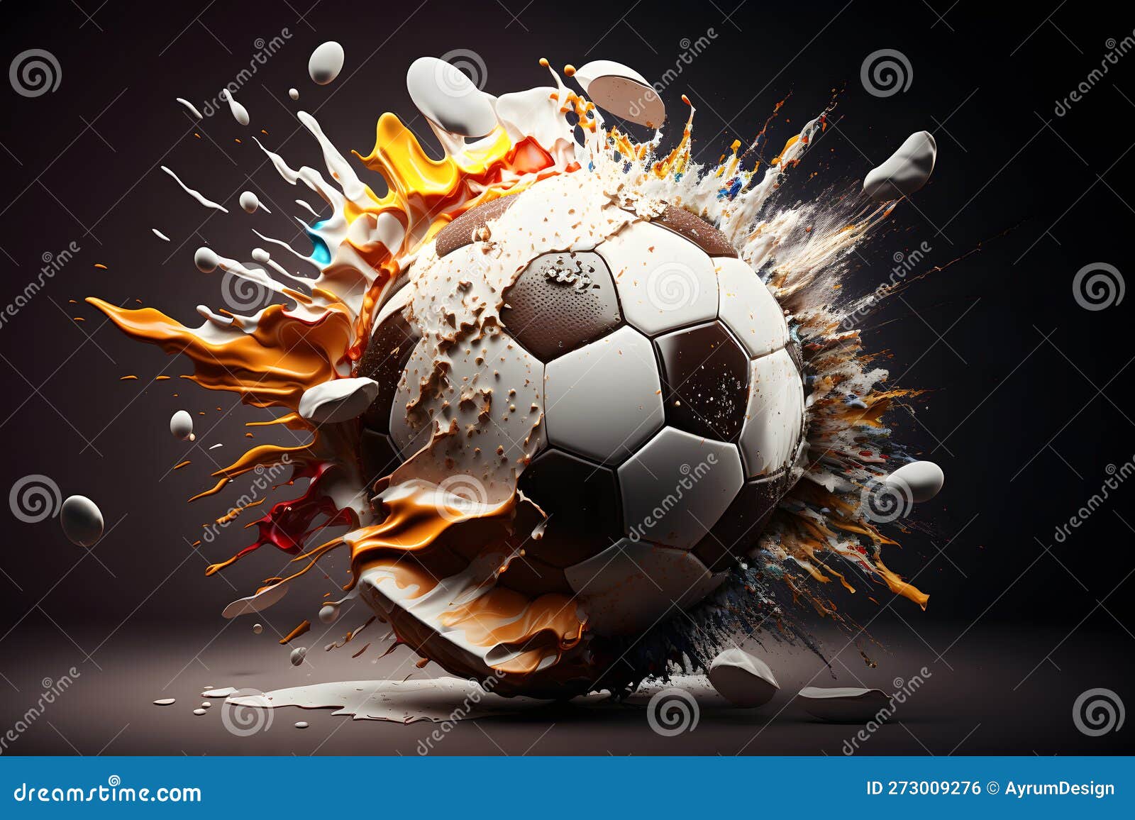 Soccer Ball Abstract Explosion on Dark Background. Generative AI Stock ...