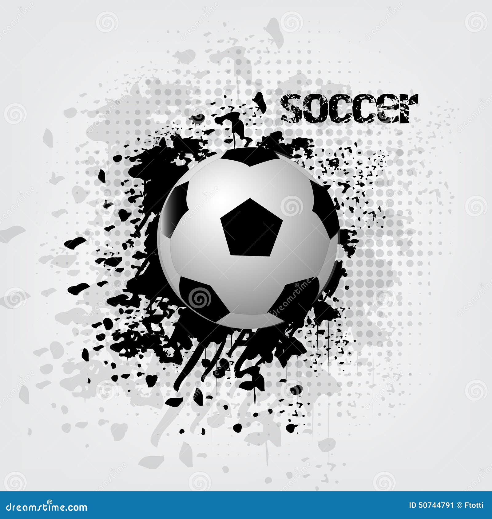 Soccer Ball Background with Grunge Effect Stock Vector - Illustration ...