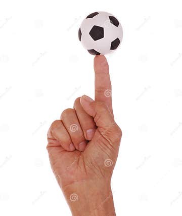 Soccer Ball Balanced on Finger Stock Image - Image of sport, isolated ...