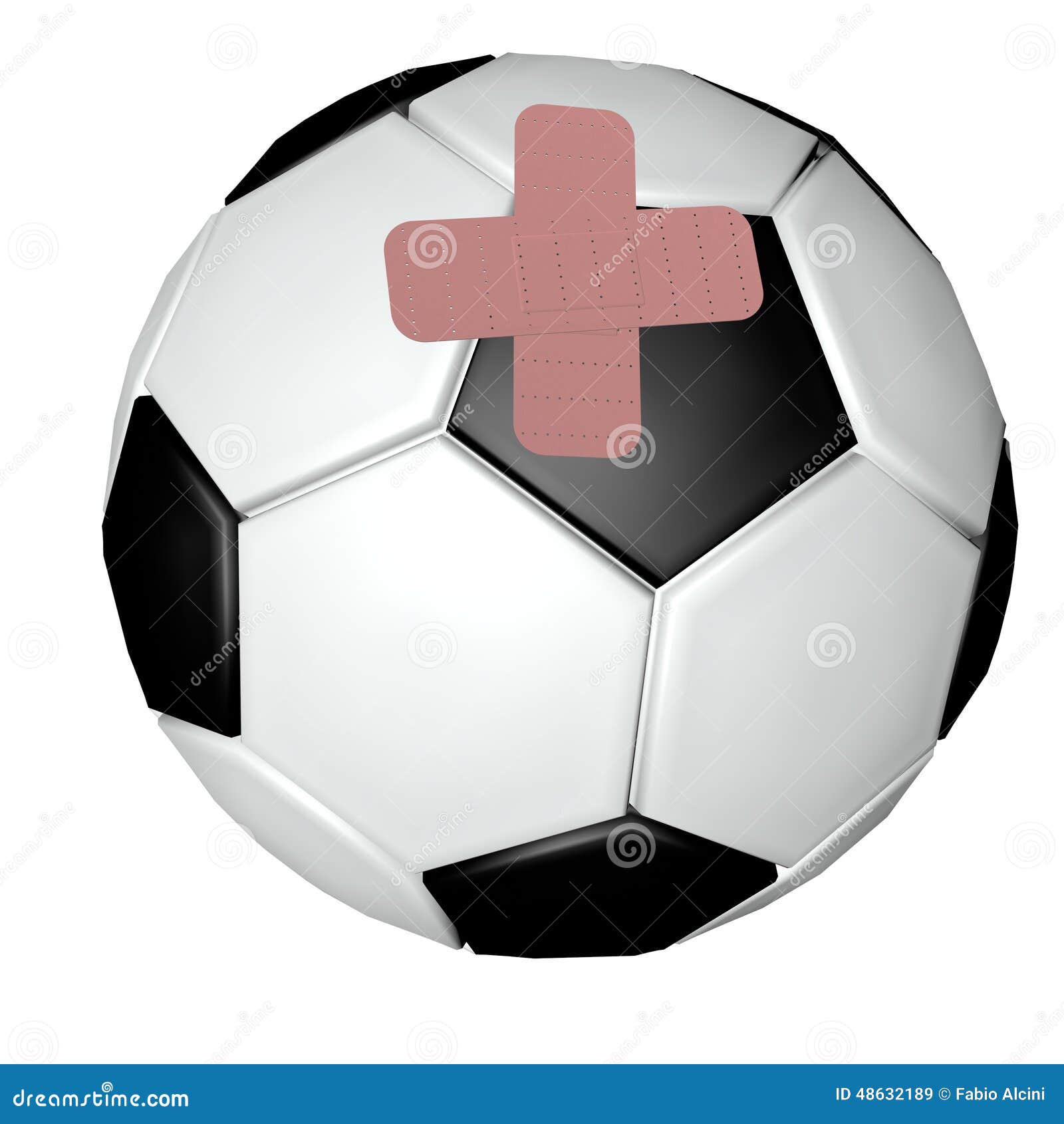 Soccer ball with band aids stock illustration. Illustration of closeup ...