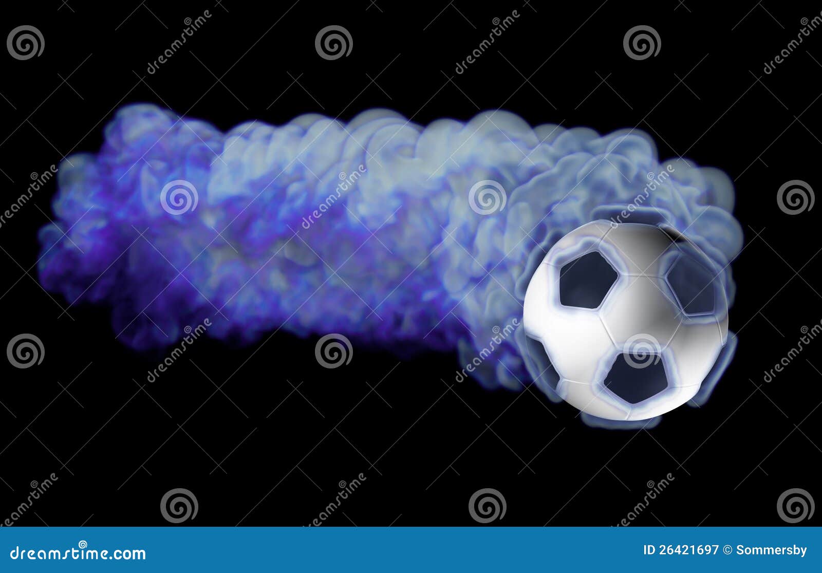 Soccer Ball in the Blue Flame Stock Illustration - Illustration of ...
